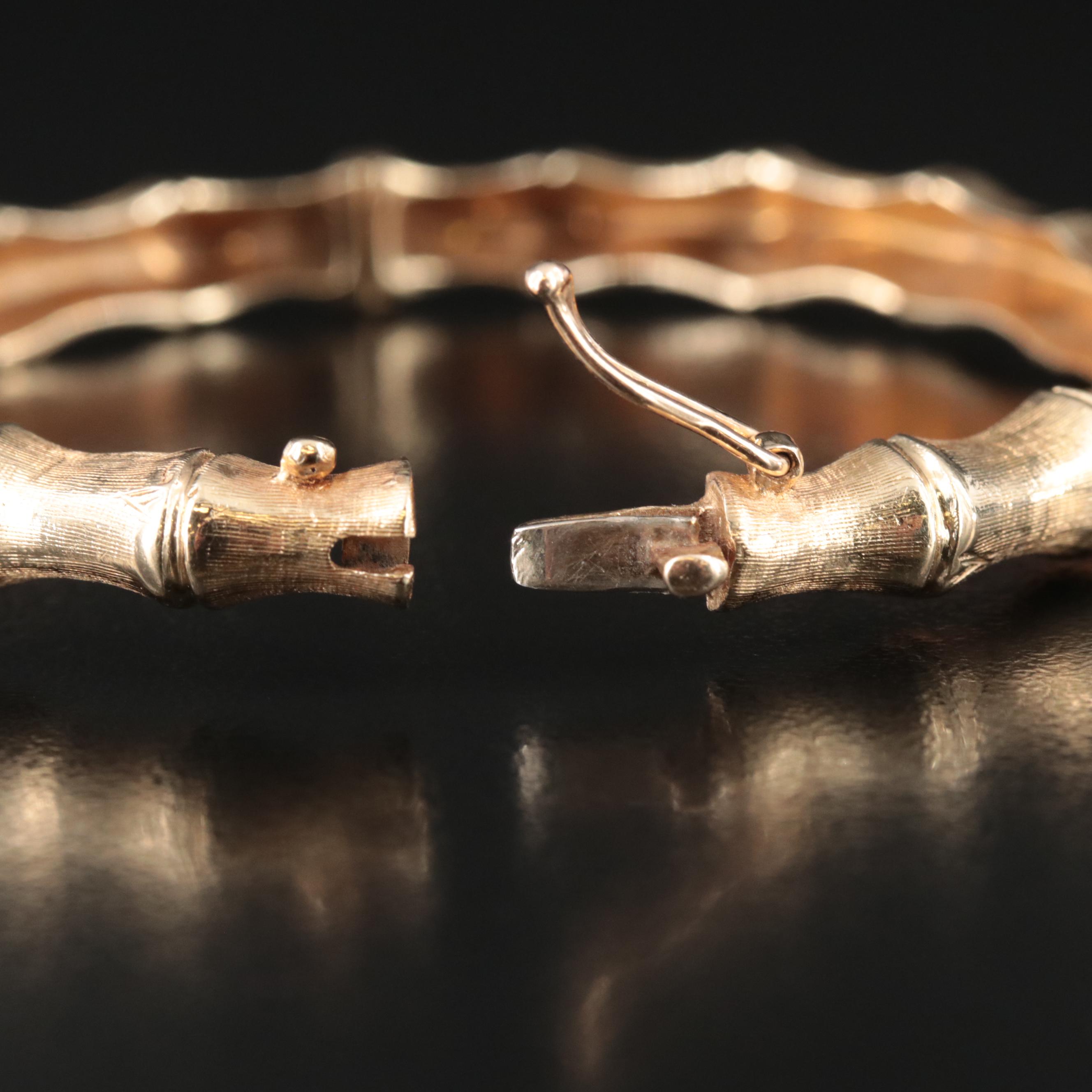 14K Bamboo Hinged Bangle Bracelet | EBTH