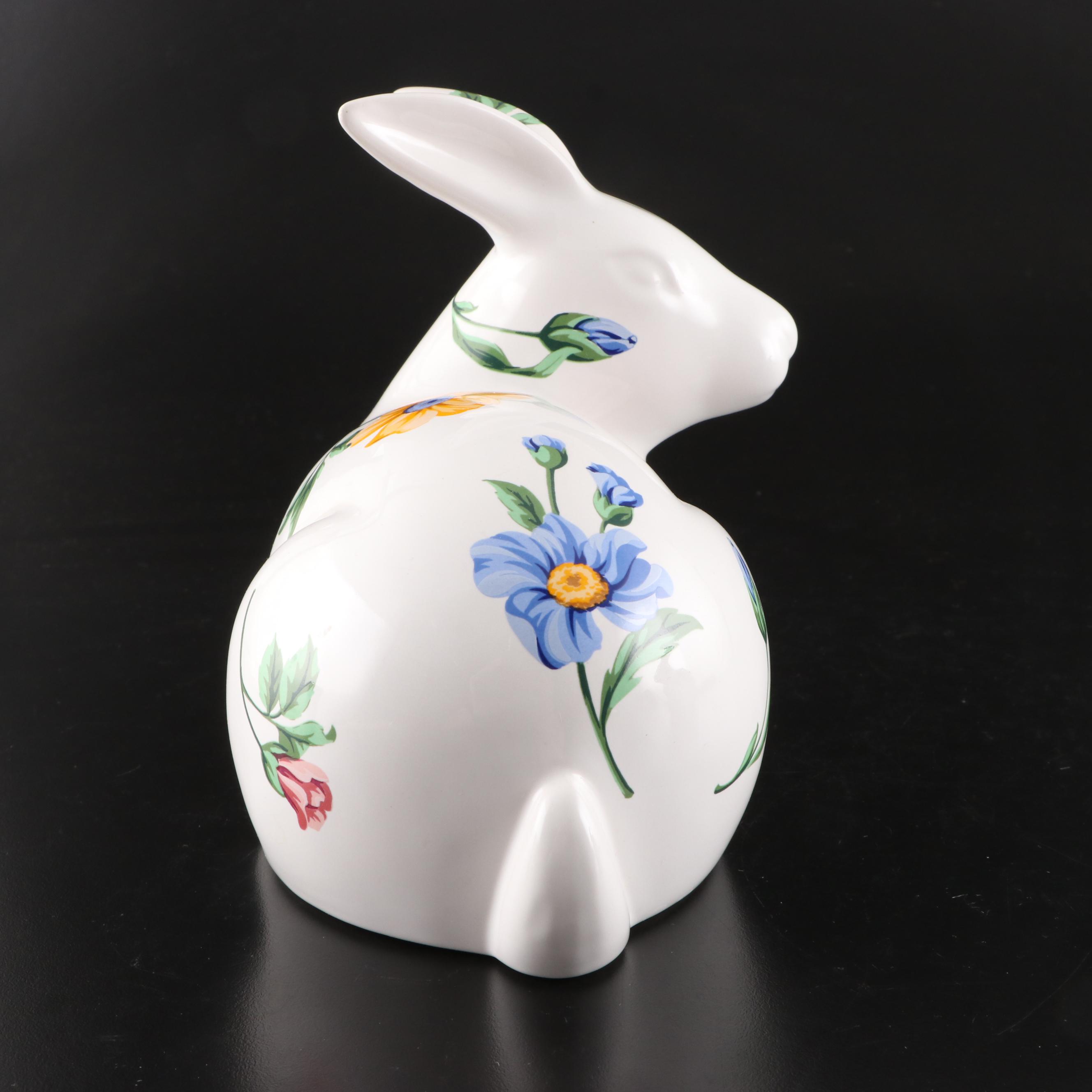Tiffany & Co. Floral Porcelain Rabbit Figurines and Matching Vase | EBTH