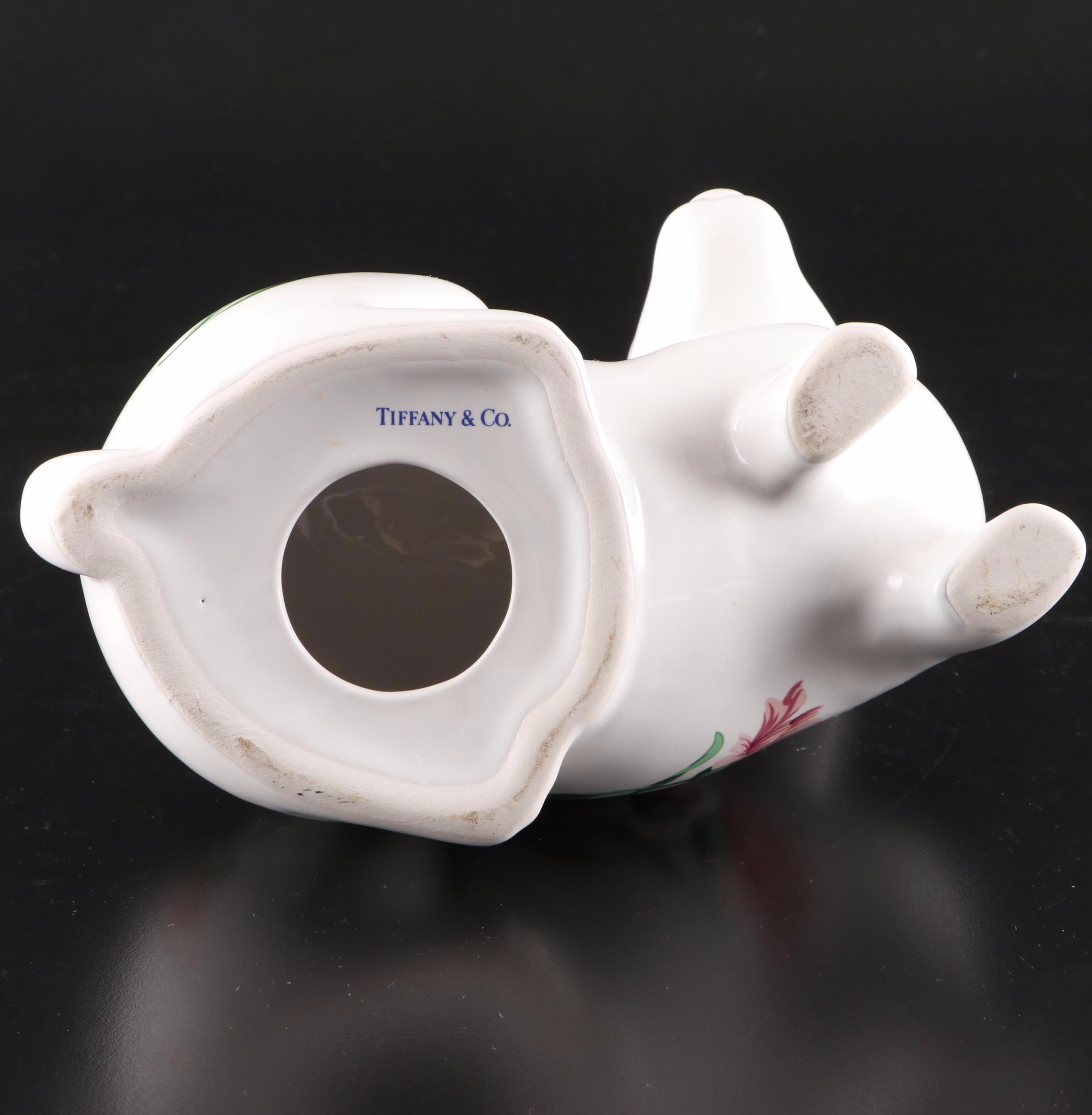 Tiffany & Co. Floral Porcelain Rabbit Figurines and Matching Vase | EBTH