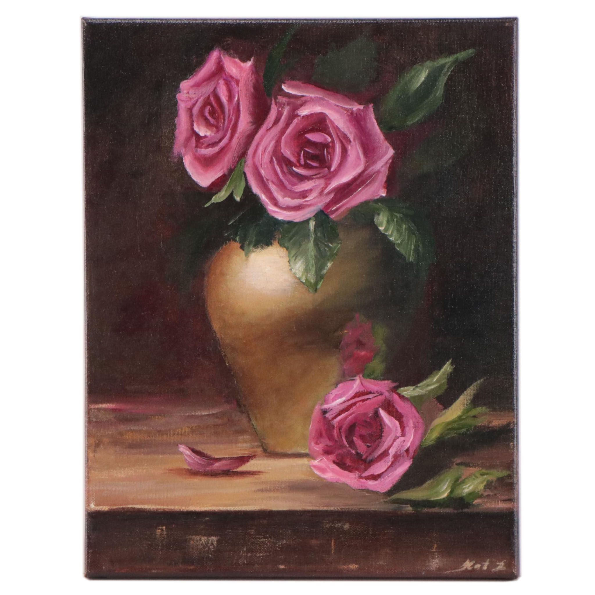 Kateryna Boykov "Roses" Still Life Oil Painting | EBTH
