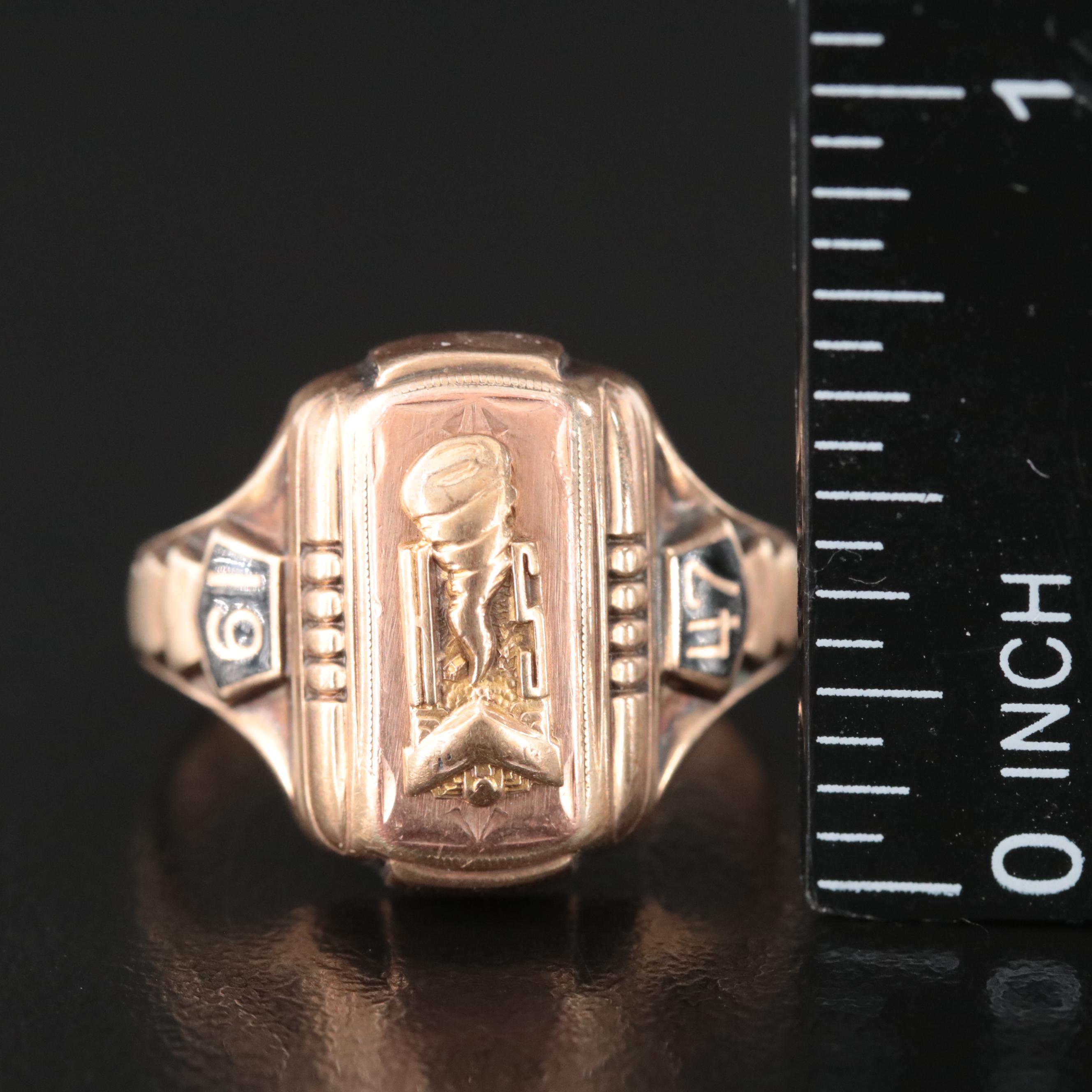 Vintage 10K Enamel High School Ring | EBTH