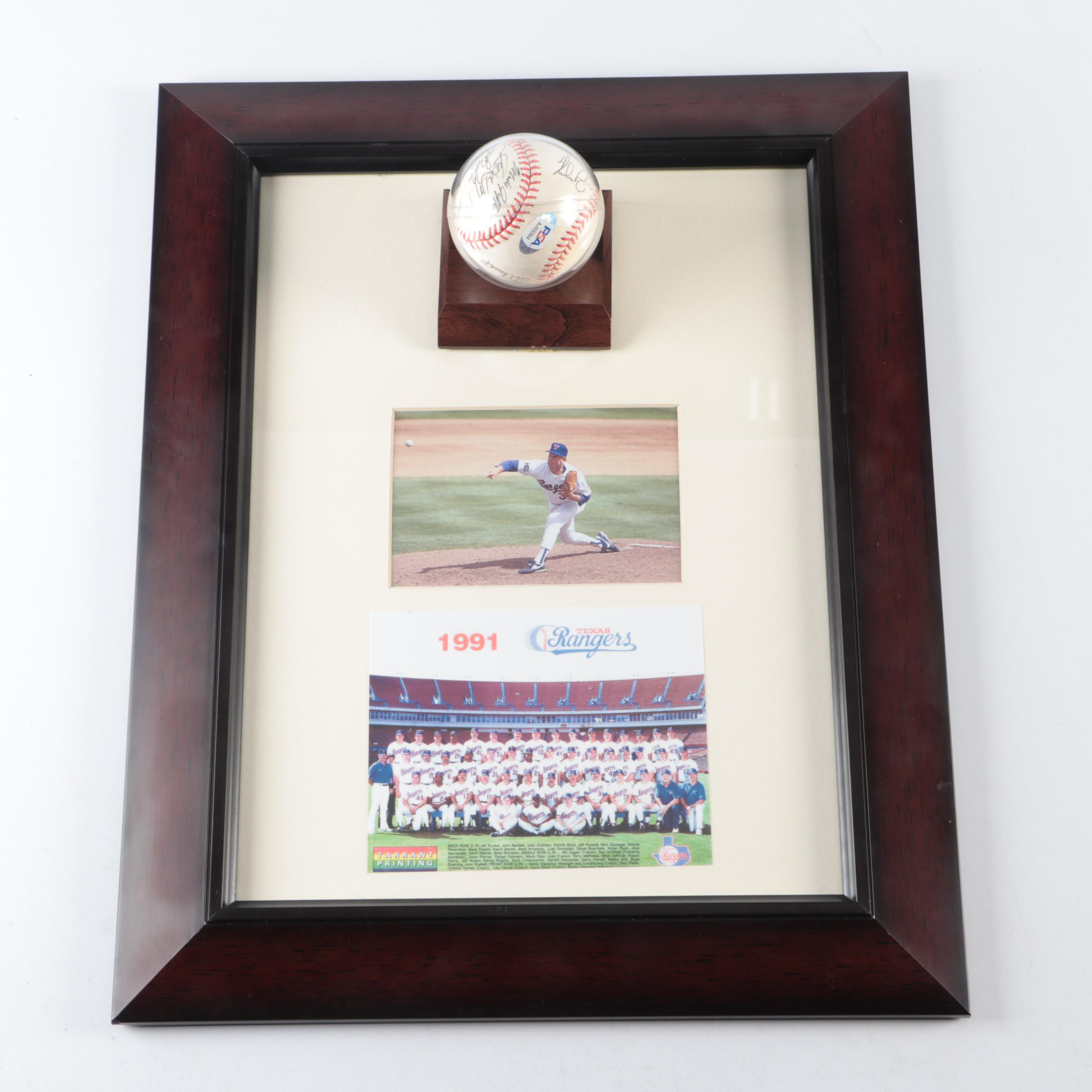 Nolan Ryan & 1991 Texas Rangers Team, Signed MLB Ball, Plaque, Photos ...