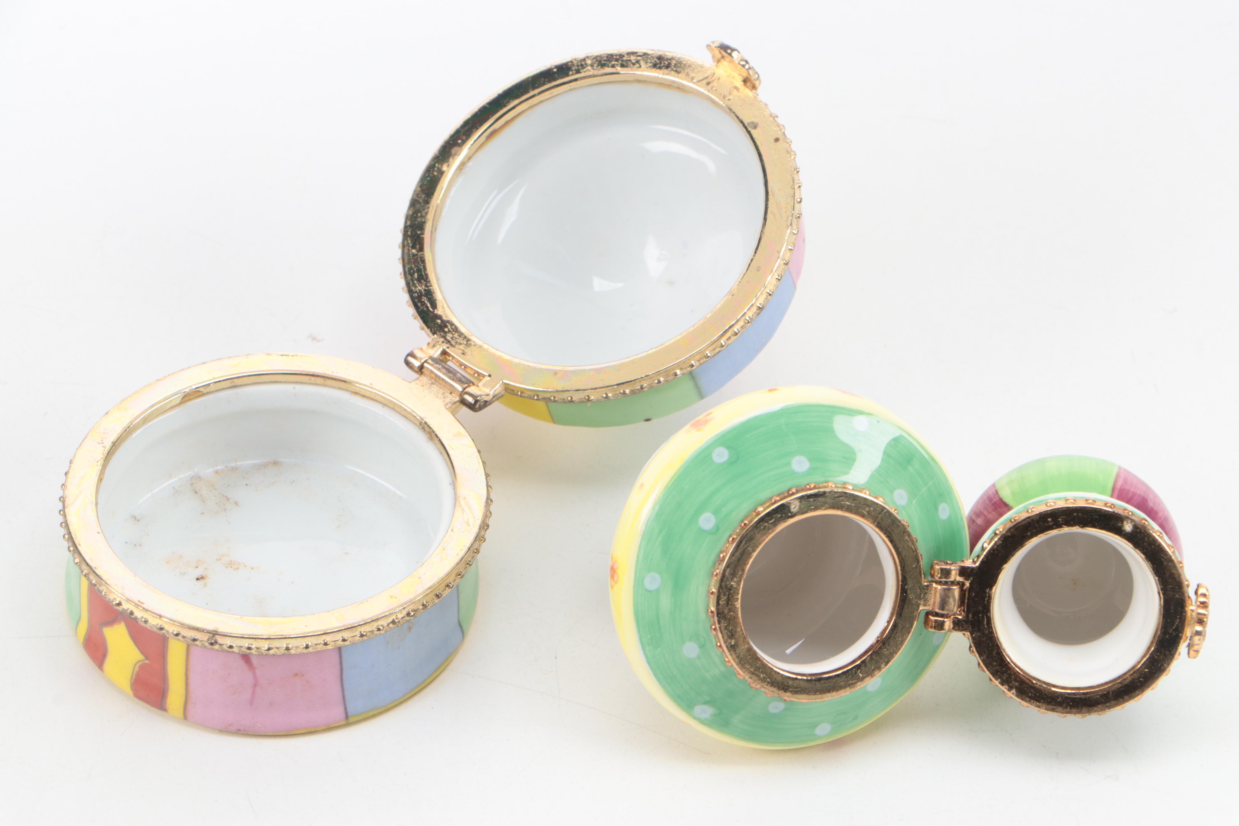 Royal Copenhagen "Girl Bathing" Porcelain Figurine with Porcelain Boxes ...