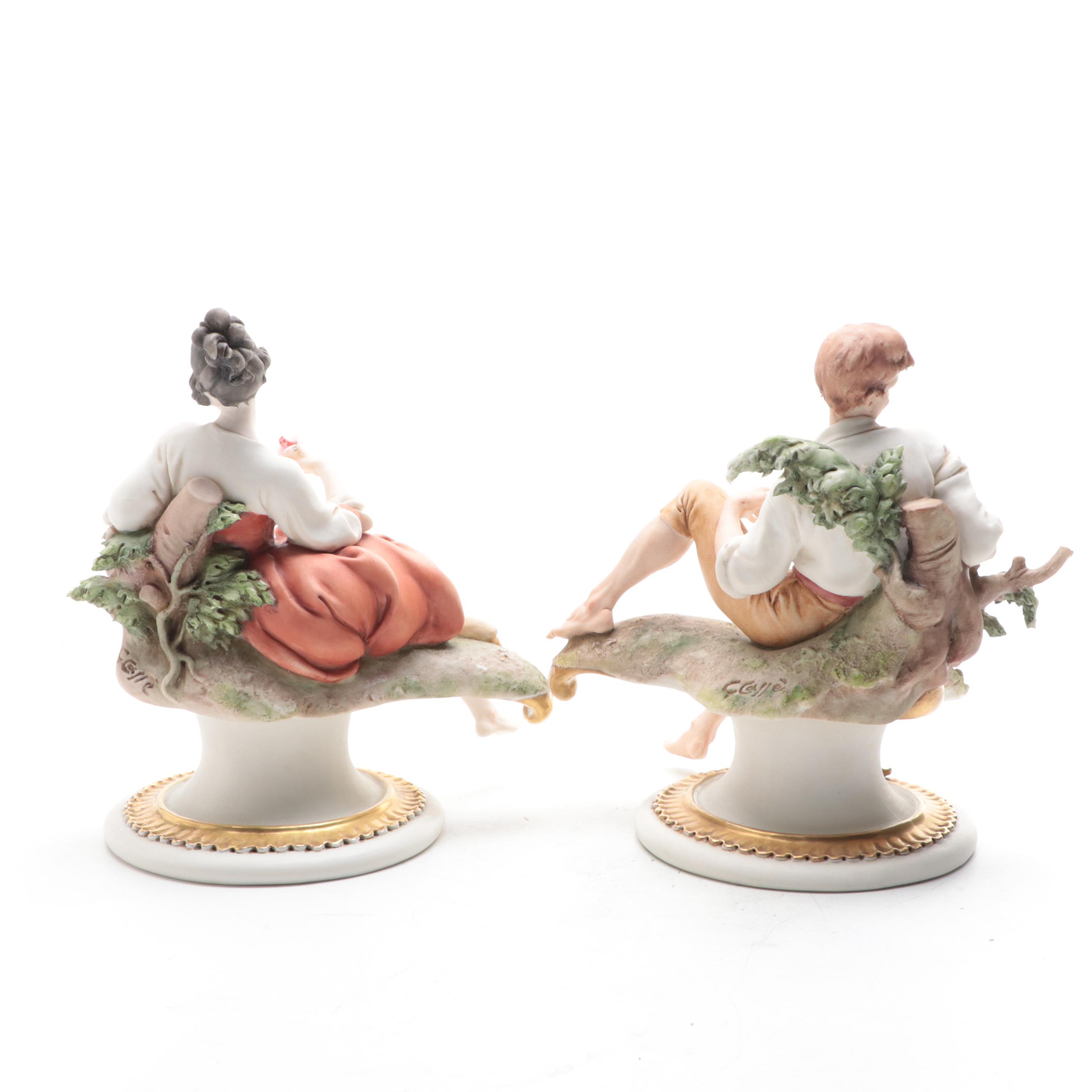 Giuseppe Cappè Porcelain Figurines of Courting Couple, Mid-20th Century ...