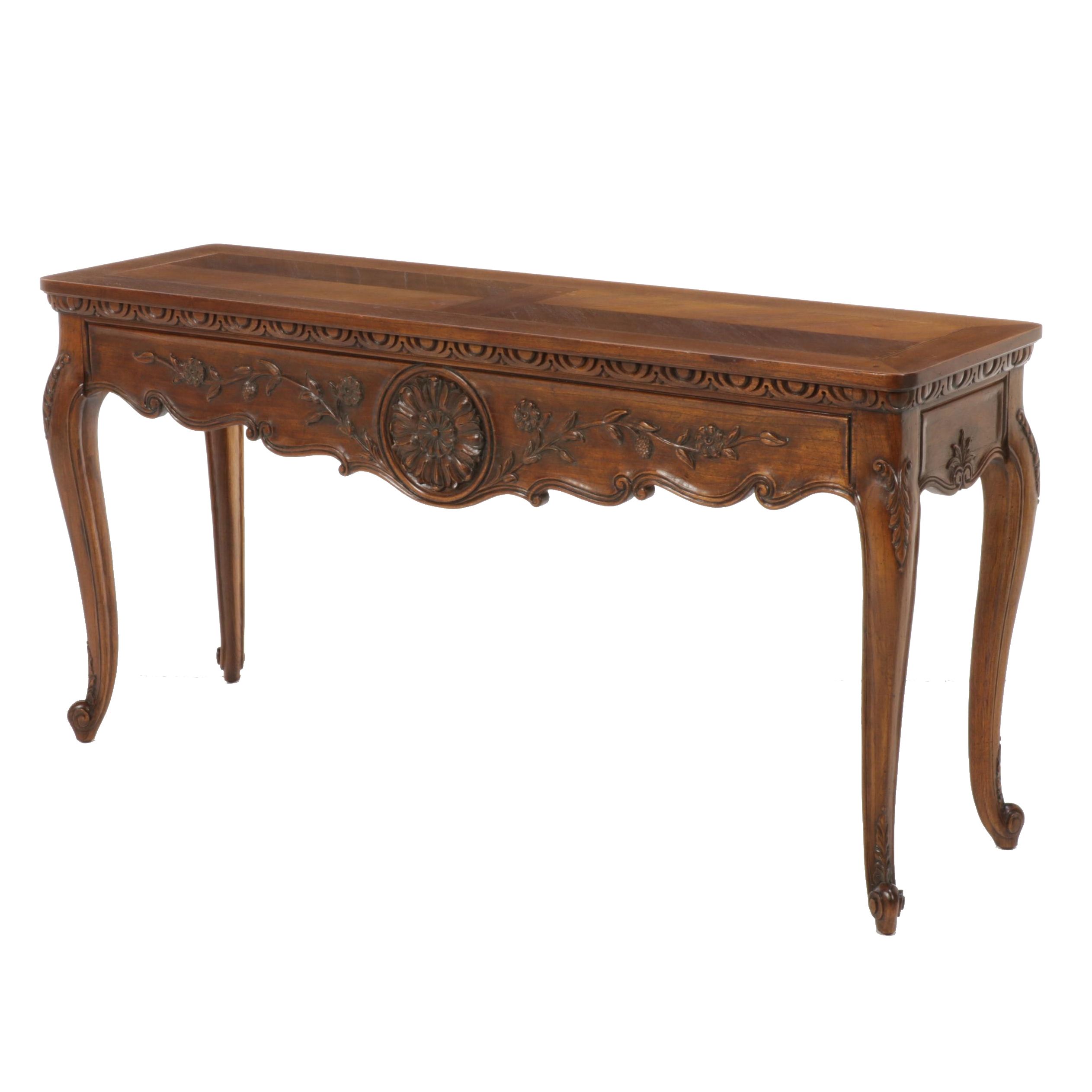 Hekman Louis XV Style Carved Hardwood Console Table, Late 20th Century ...