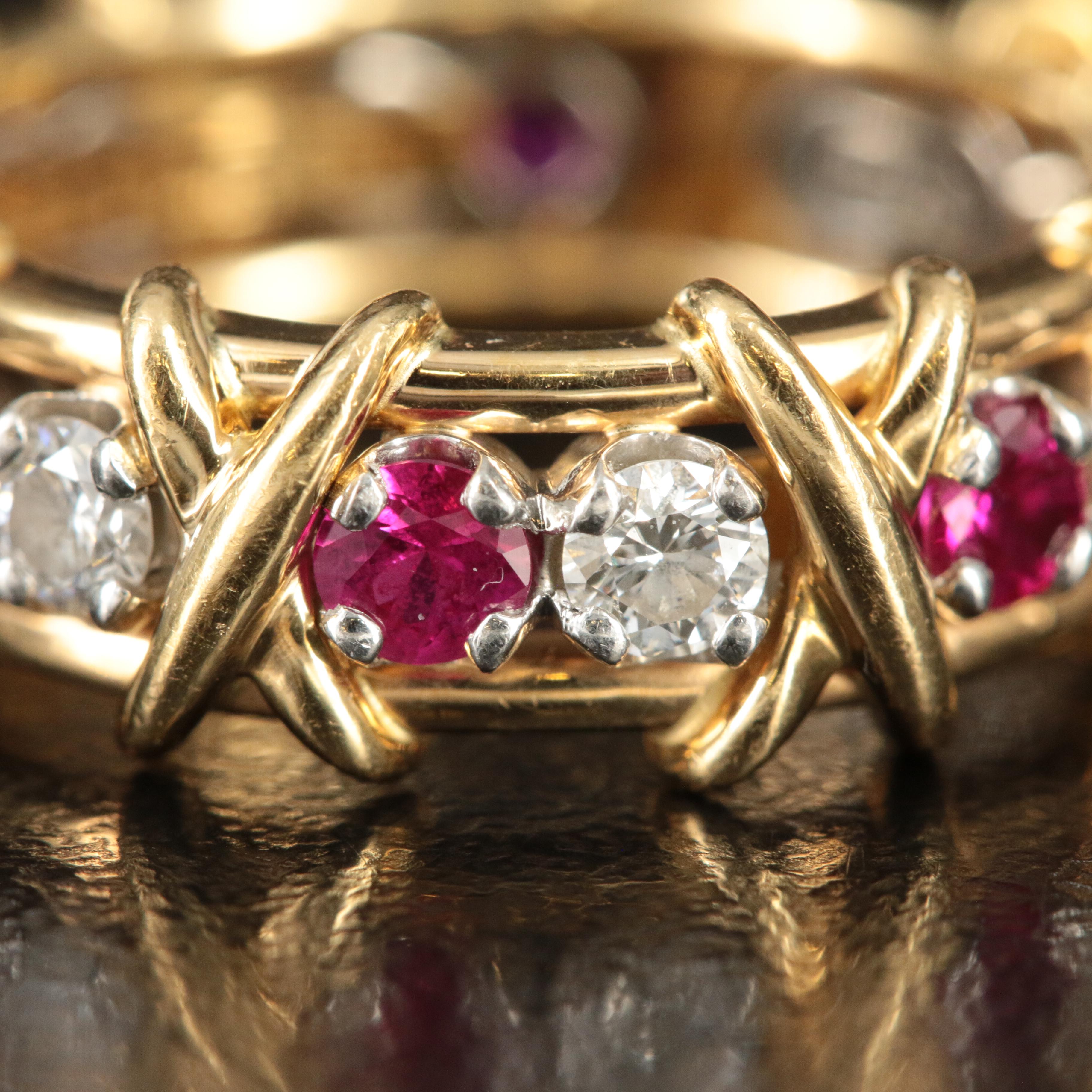Tiffany & Co. "Sixteen Stone" 18K, Platinum, Ruby and Diamond Ring ...