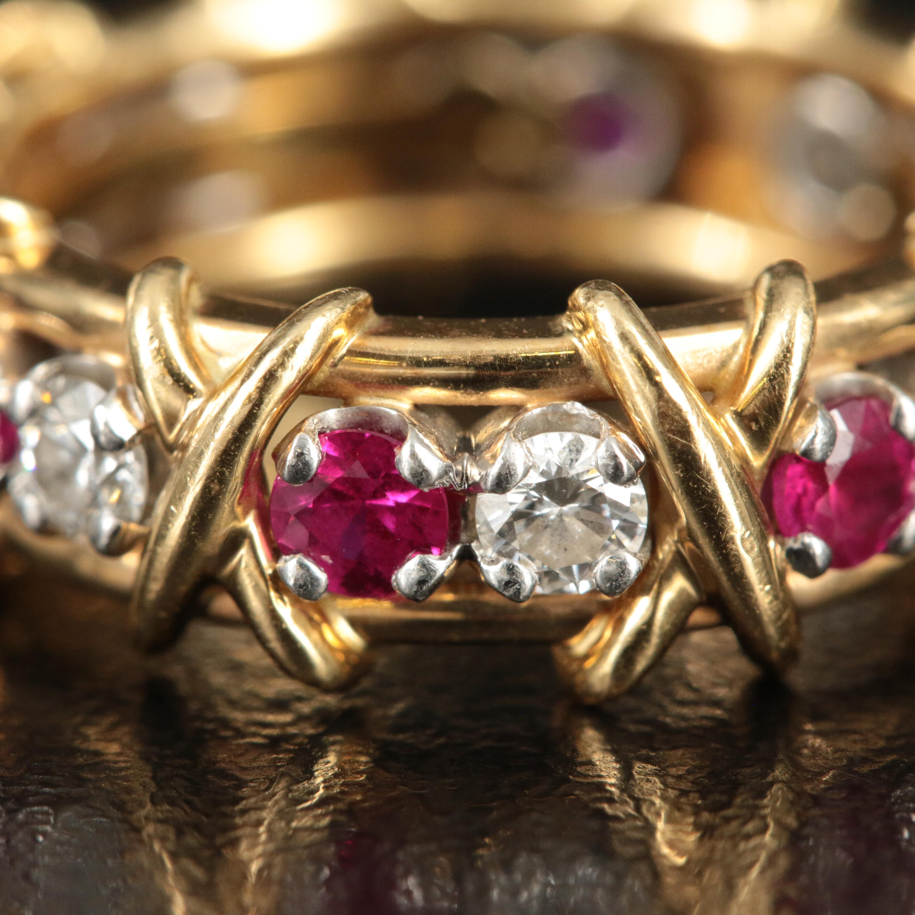 Tiffany & Co. "Sixteen Stone" 18K, Platinum, Ruby and Diamond Ring ...