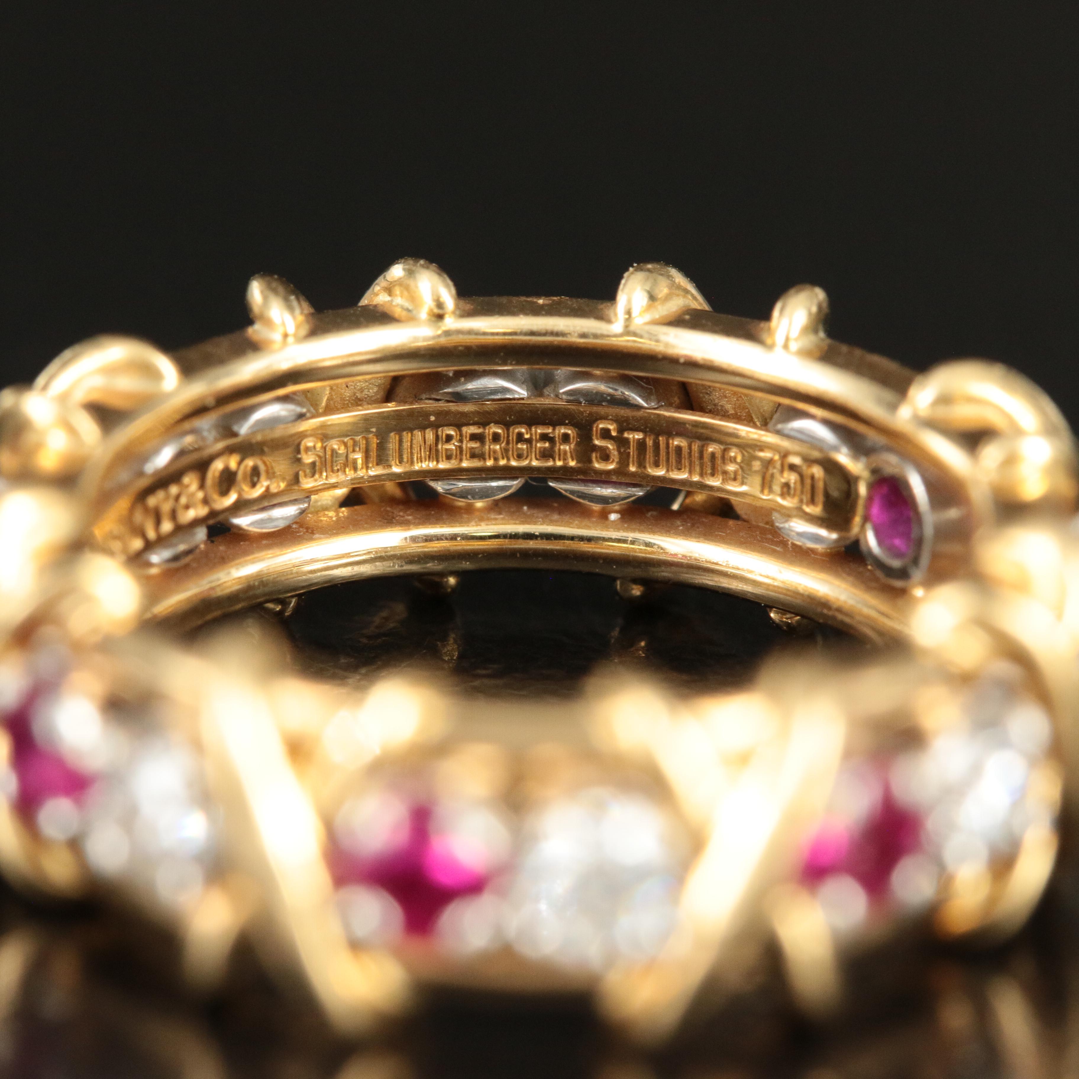Tiffany & Co. "Sixteen Stone" 18K, Platinum, Ruby and Diamond Ring ...