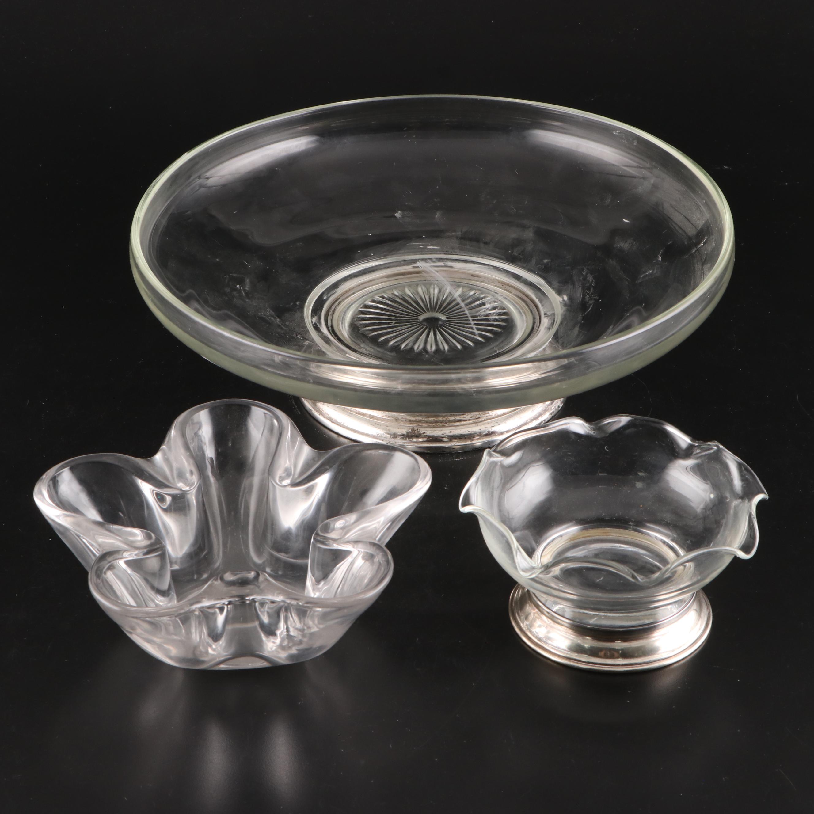 Watson Sterling Silver Base Glass Bowl with Flower Shaped Glass Bowl ...