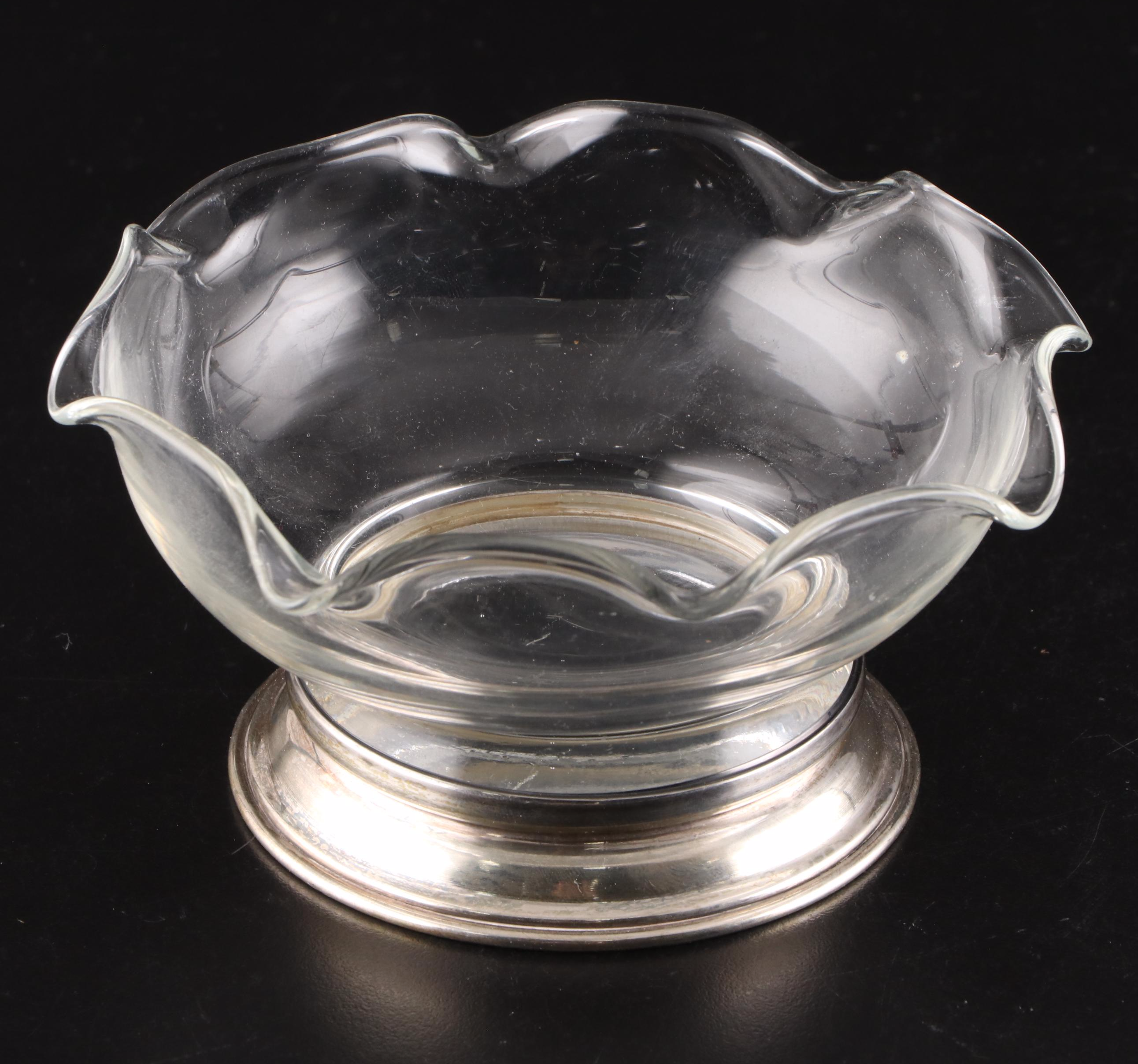 Watson Sterling Silver Base Glass Bowl with Flower Shaped Glass Bowl ...