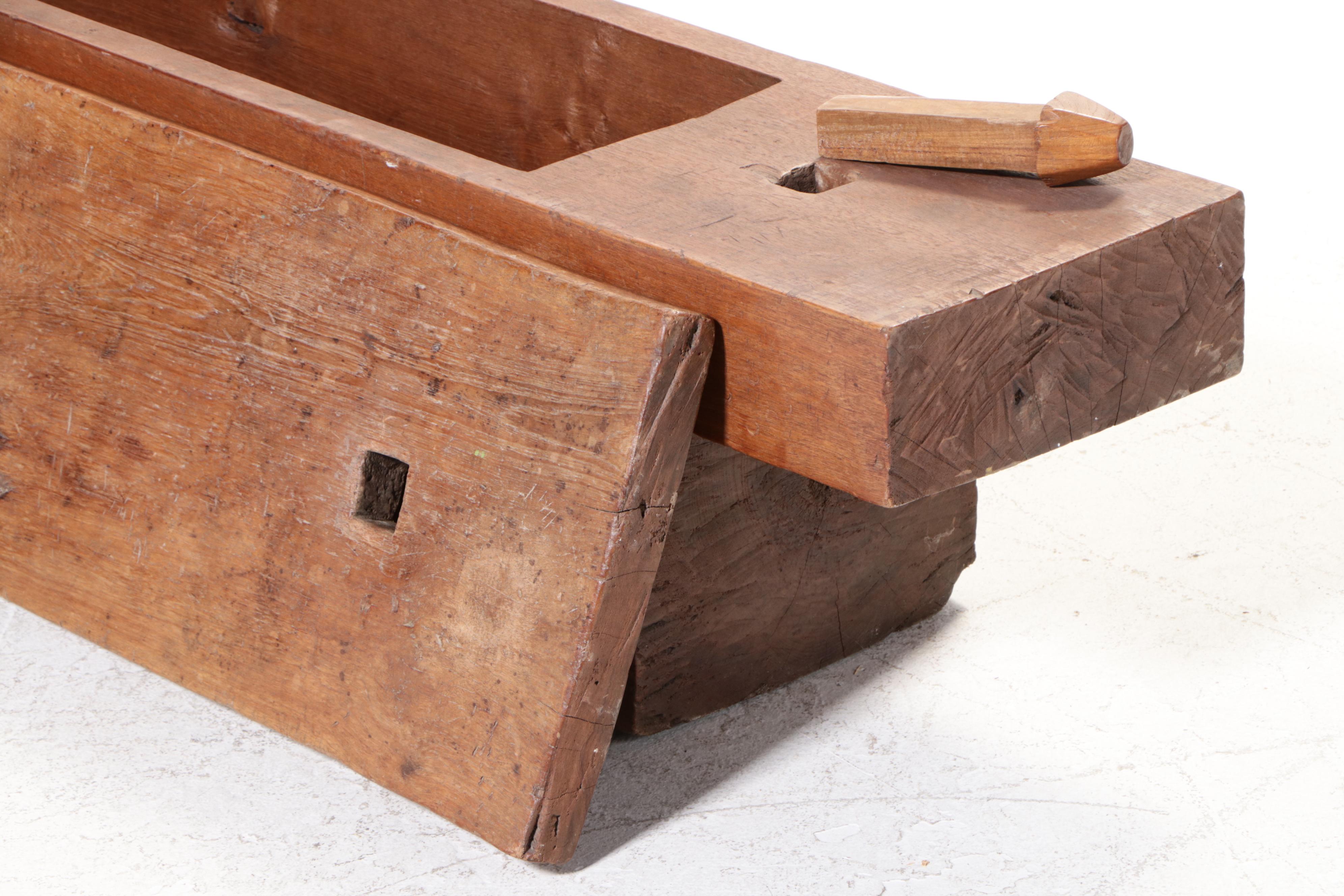 Primitive Style Pegged and Hewn Timber Lift-Top Storage Bench ...