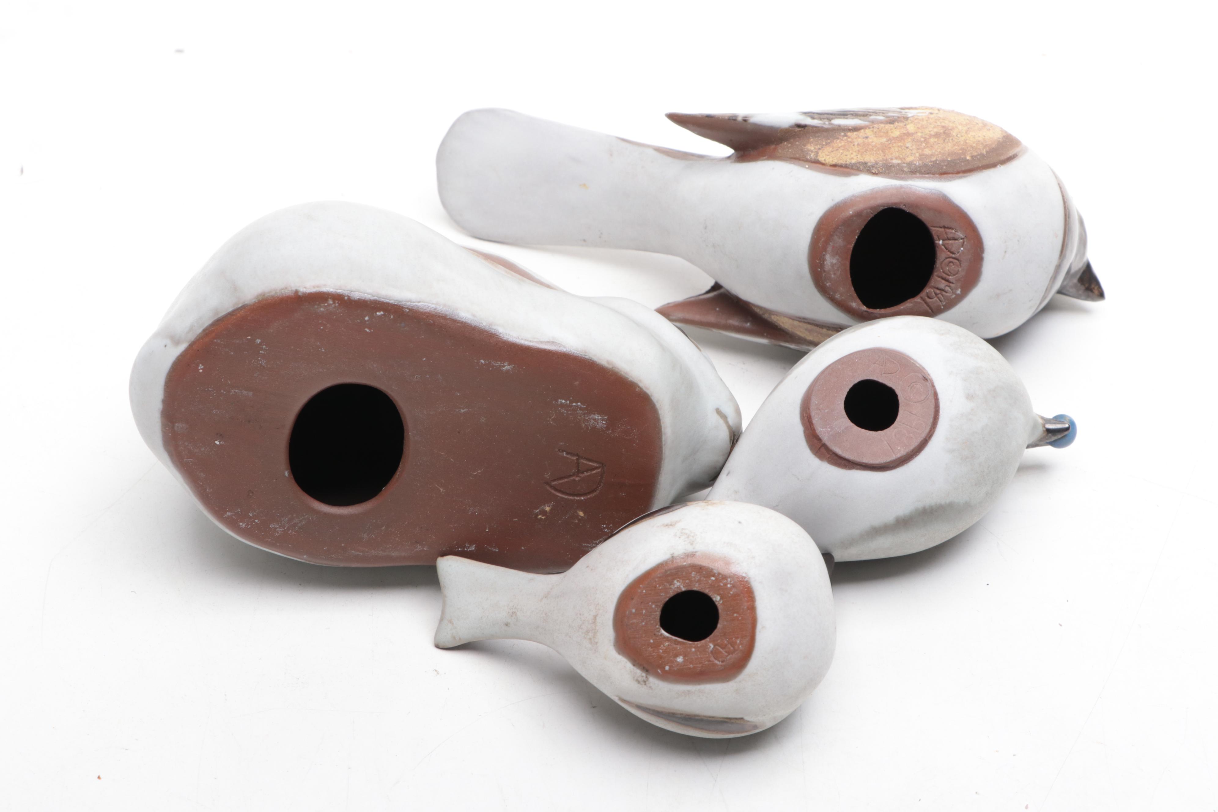 Artisan Terracotta Animal Figurines with Bird Print and Other Decor | EBTH