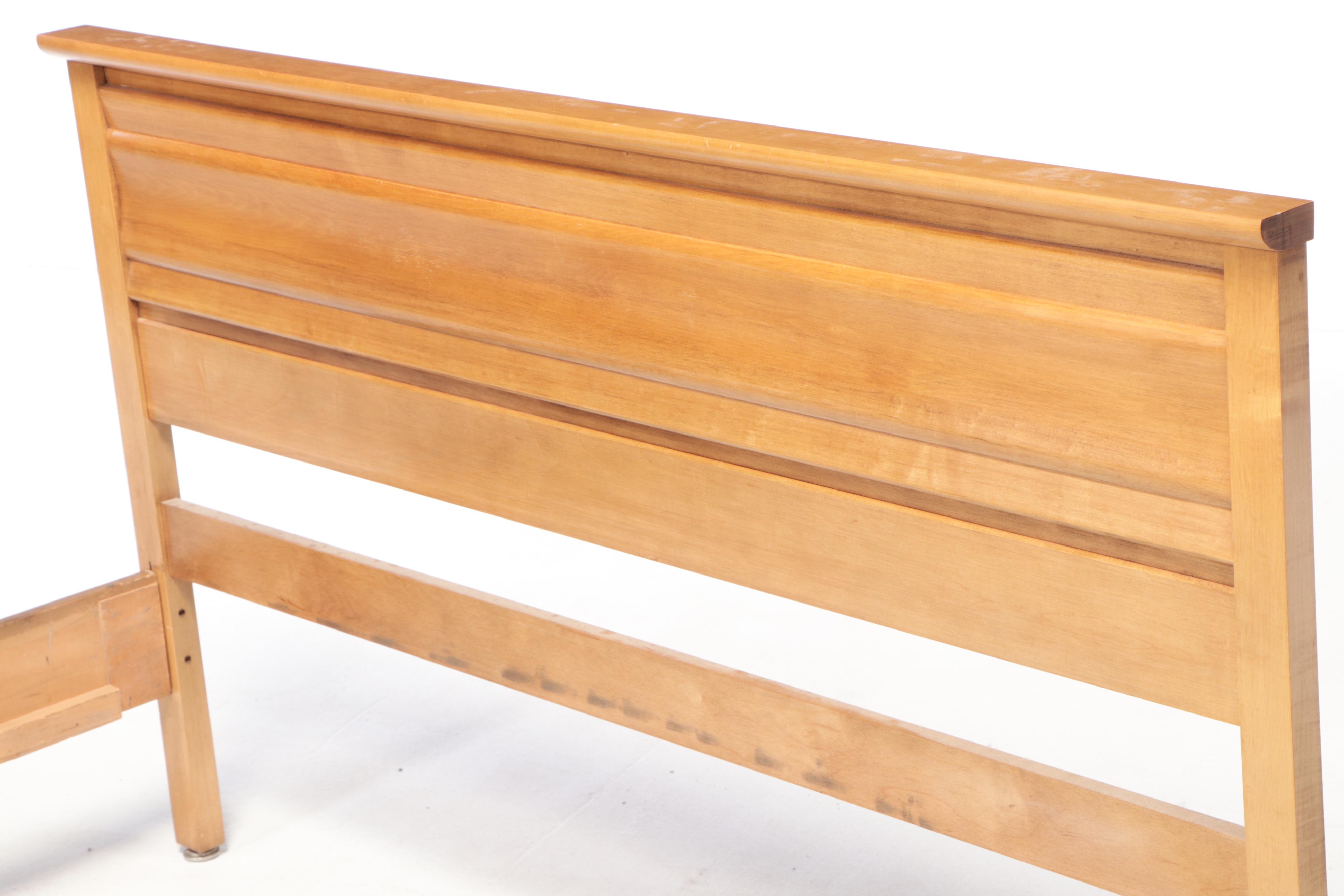 Kling Mid Century Modern Maple Full Size Bed Frame with Nightstand | EBTH