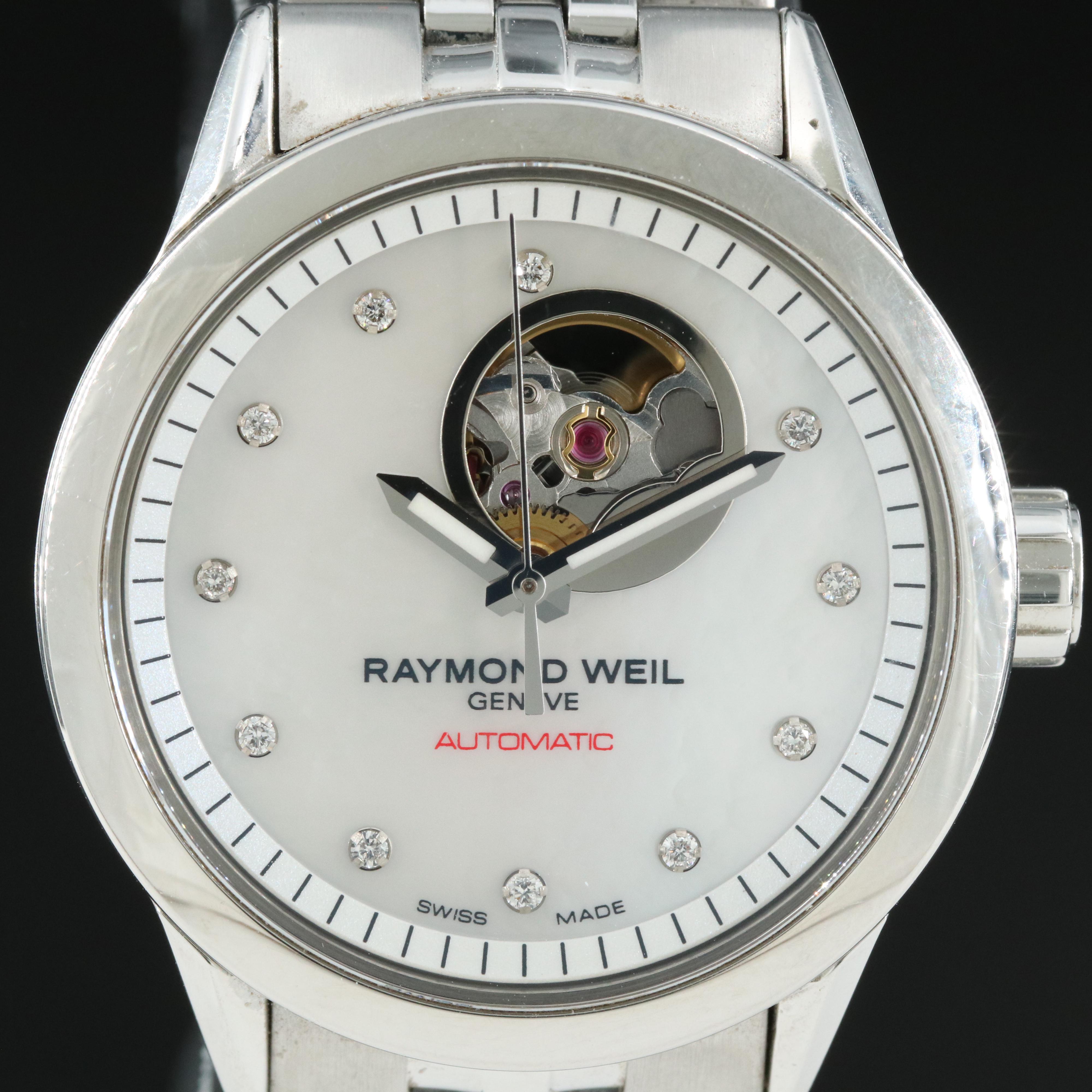 Raymond Weil Freelancer Mother-of-Pearl and Diamond Dial Wristwatch ...