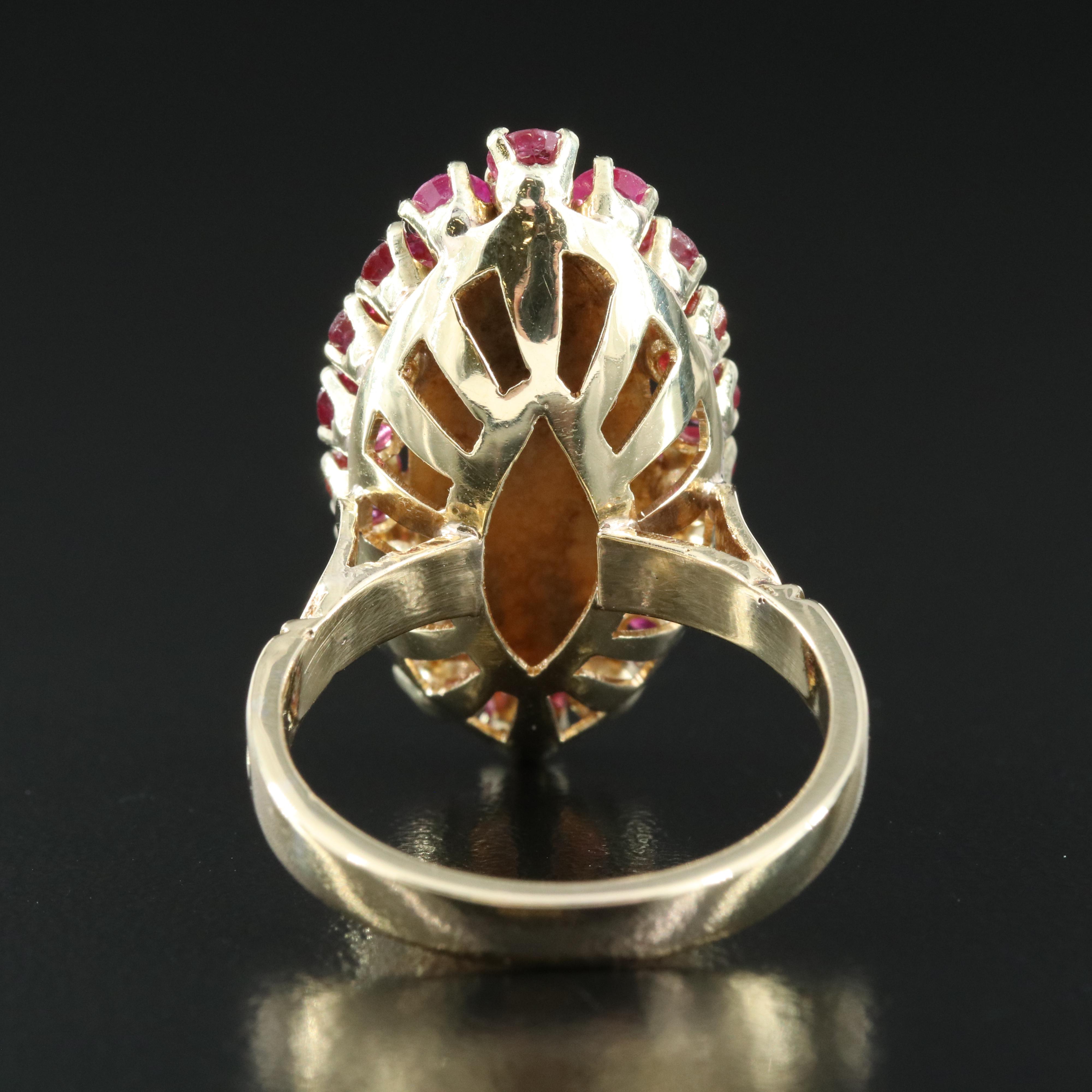 Israeli 14K Gold Opal and Ruby Ring | EBTH
