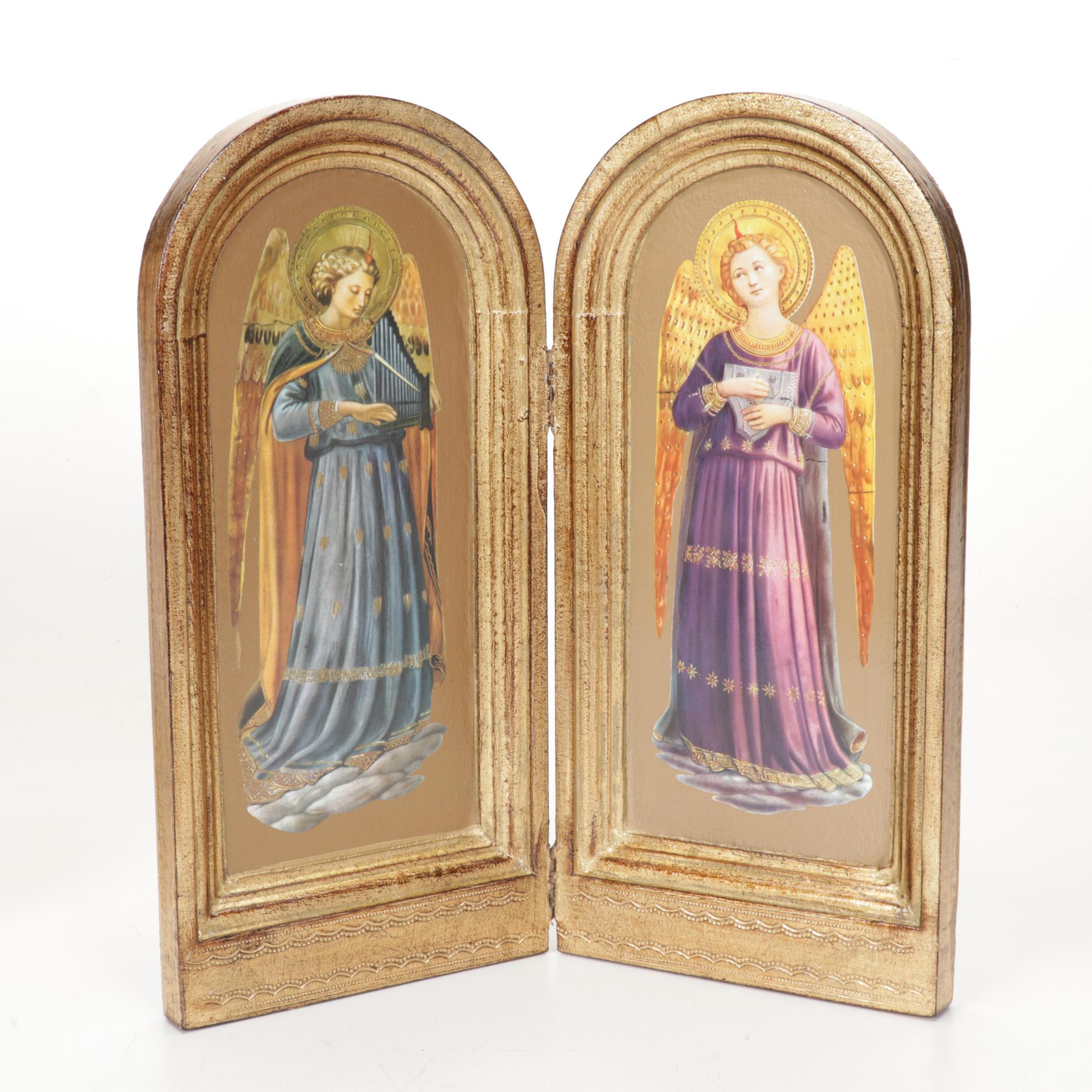 French Carved Angel with Florentine Diptychs and Byers' Choice Angels ...