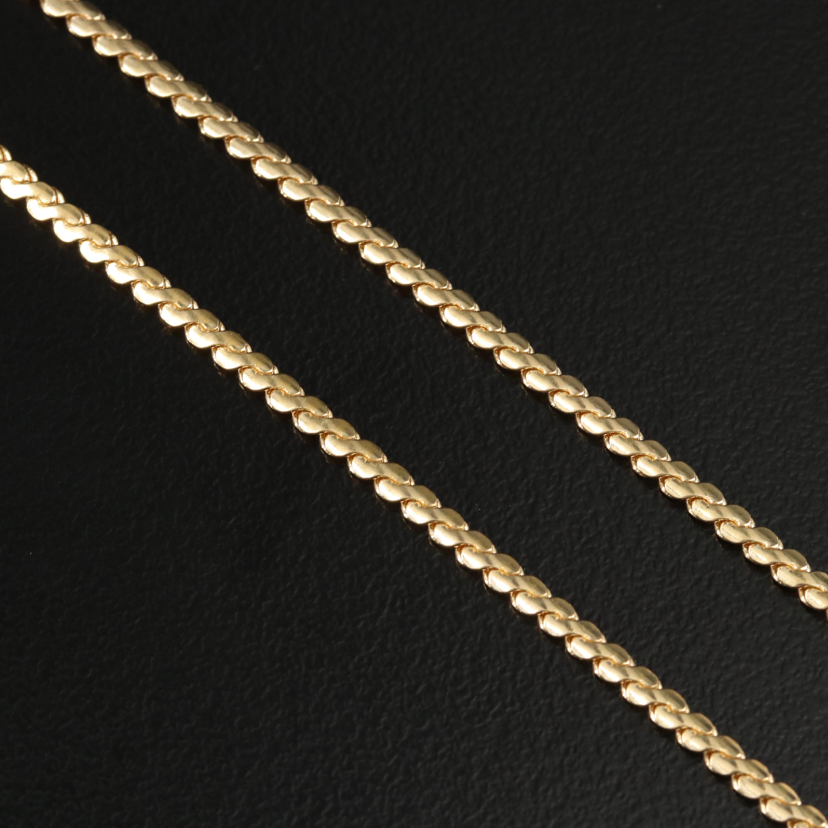 18K Serpentine Link Chain Necklace | EBTH