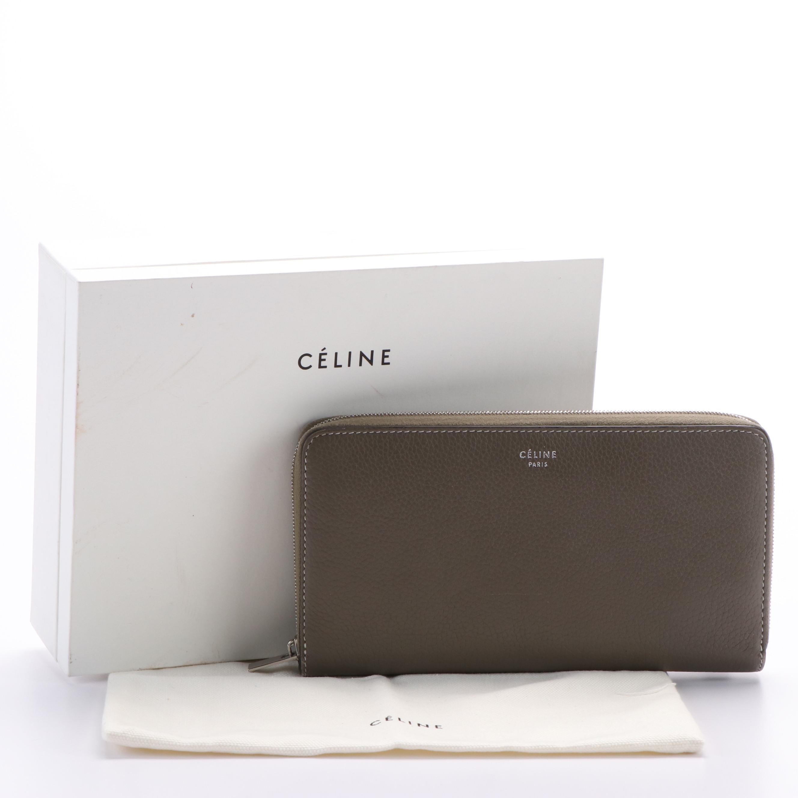 Céline Zip-Around Wallet in Calfskin Grain Leather with Box | EBTH