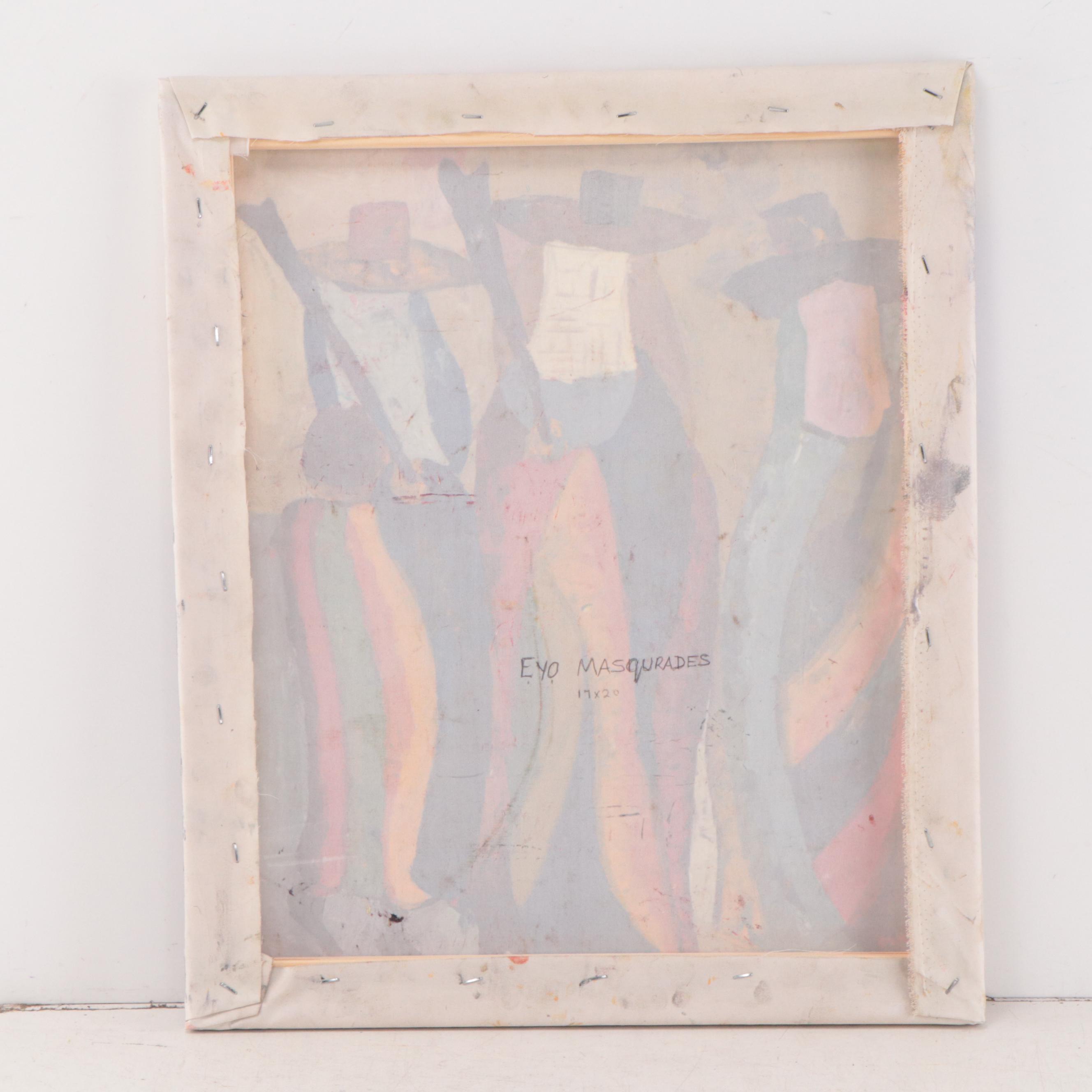 Bayo Ogundele Oil Painting "Eyo Masqurades," 2023 | EBTH