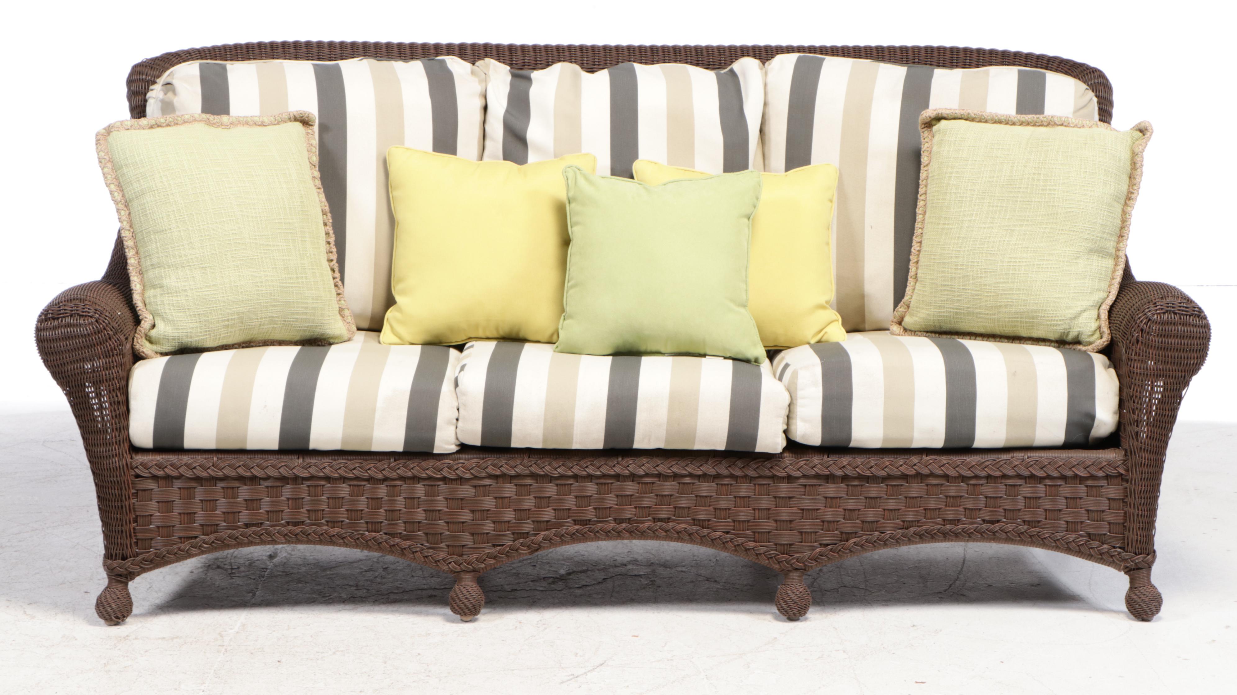 Faux Wicker Patio Sofa, Armchairs and Aluminum Tables | EBTH