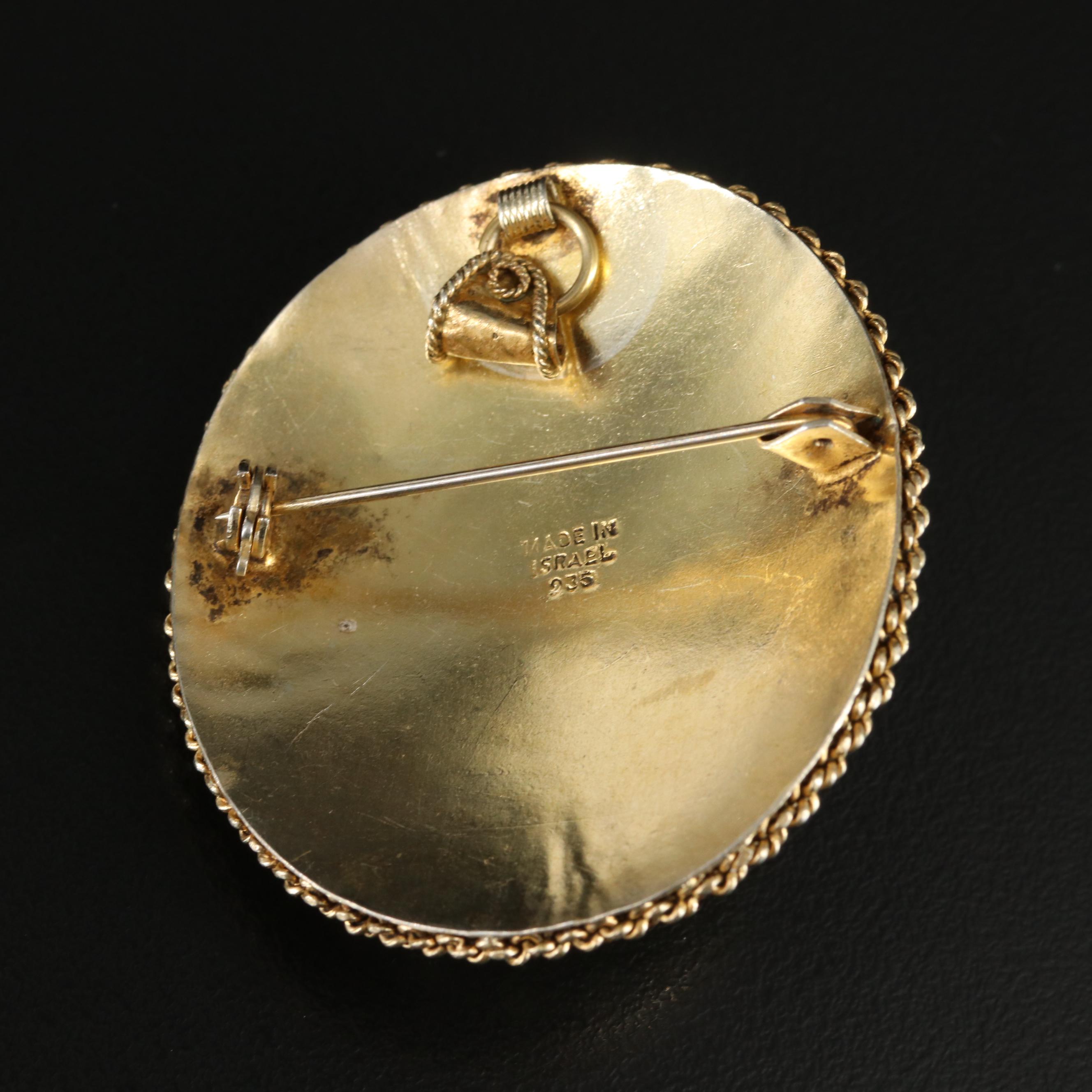 Israeli 935 Silver Filigree Eilat Brooch with Hidden Bail | EBTH