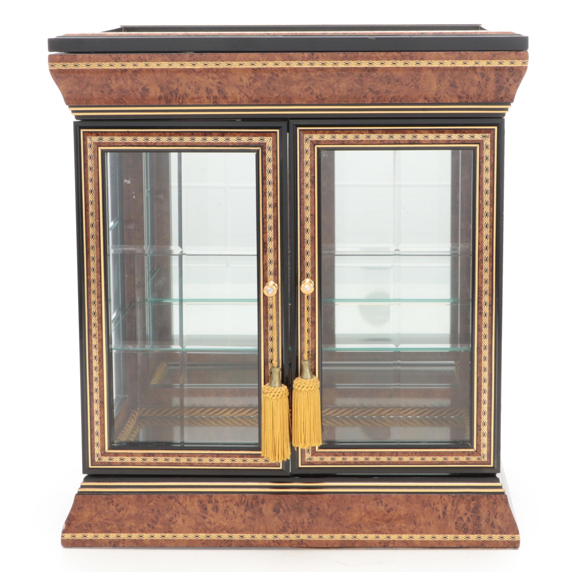 Italian Burl Wood Table Top Curio Cabinet | EBTH