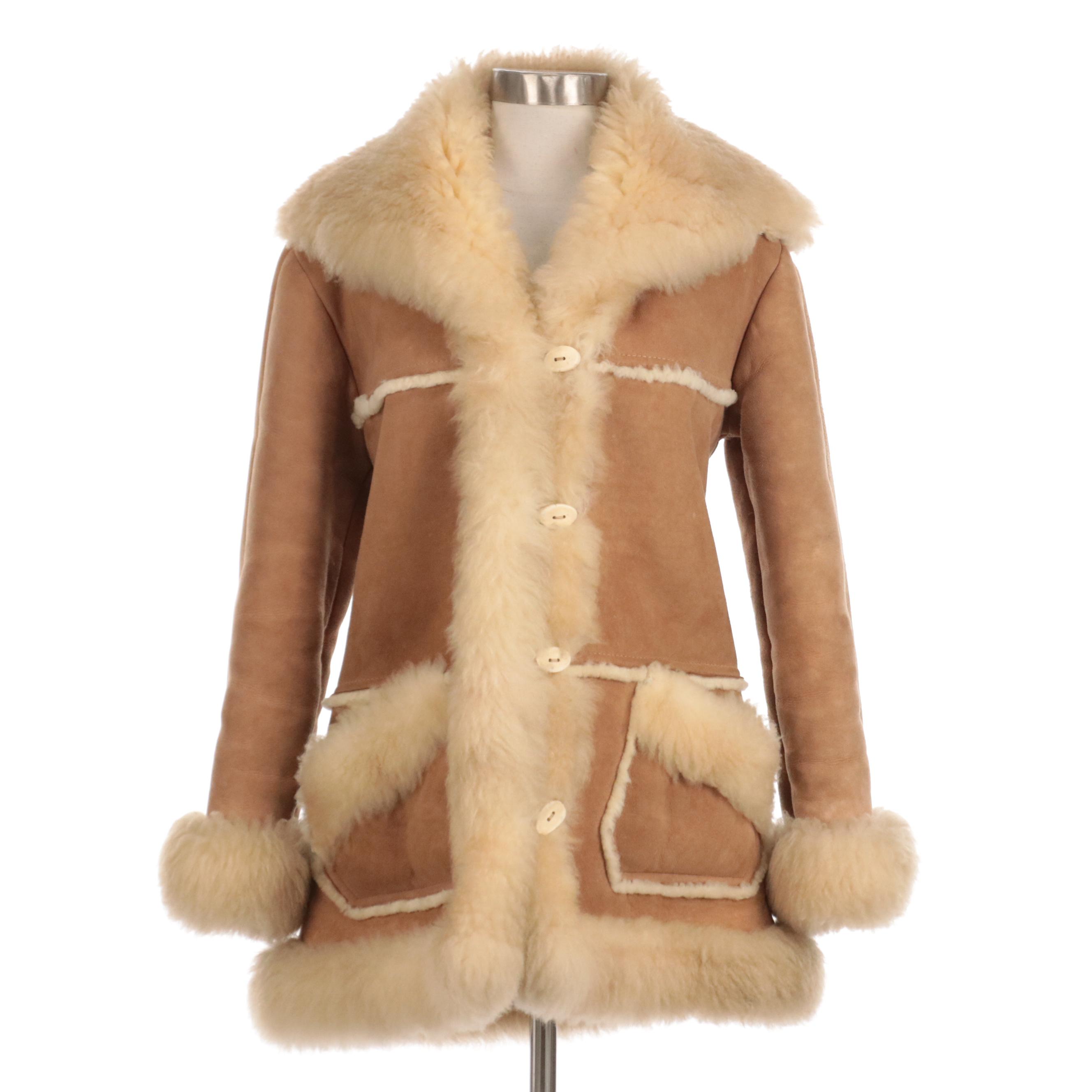 Overland Sheepskin Co. Shearling Coat with Antler Buttons | EBTH