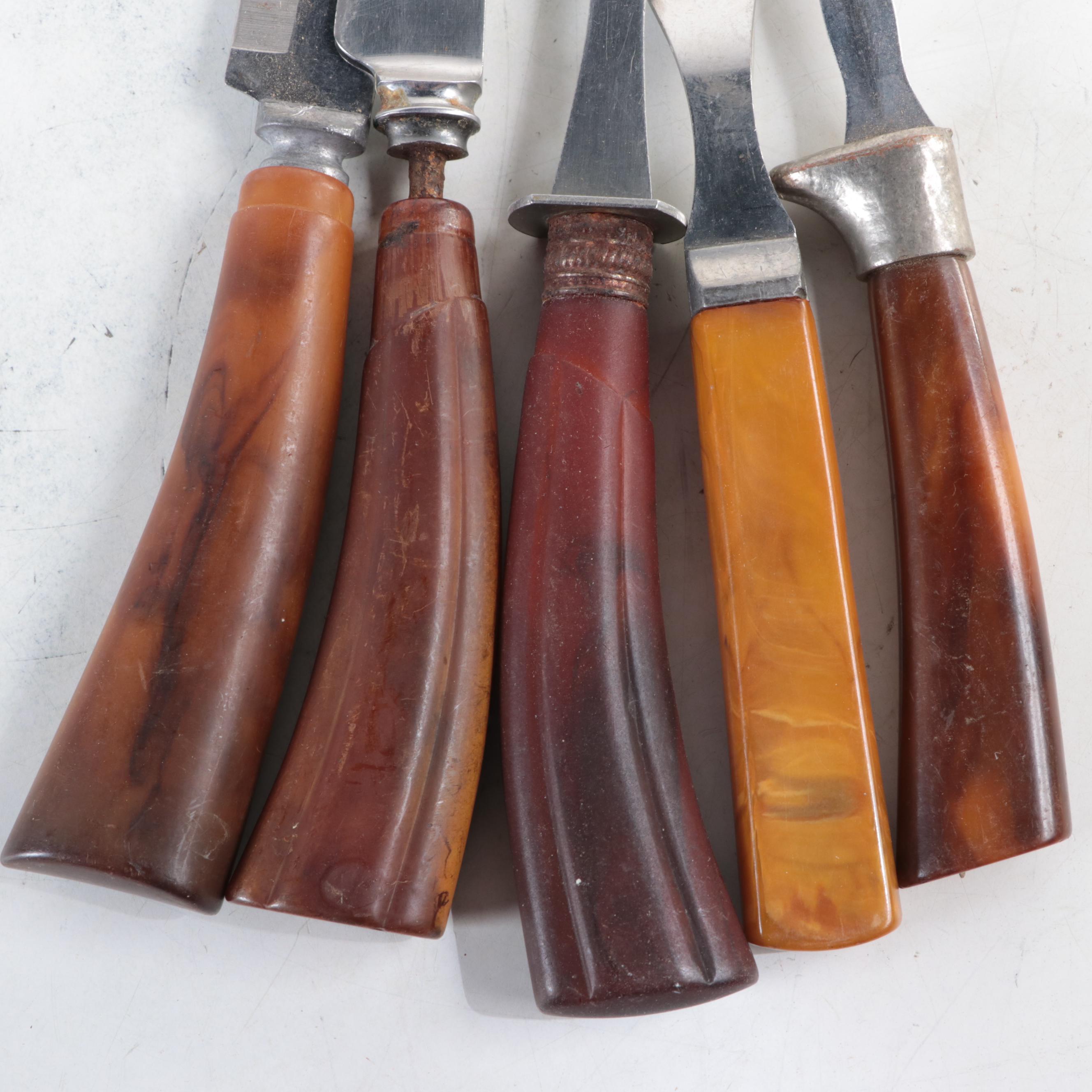 Bakelite Handled Carving Sets and Other Utensils, Early to Mid-20th ...