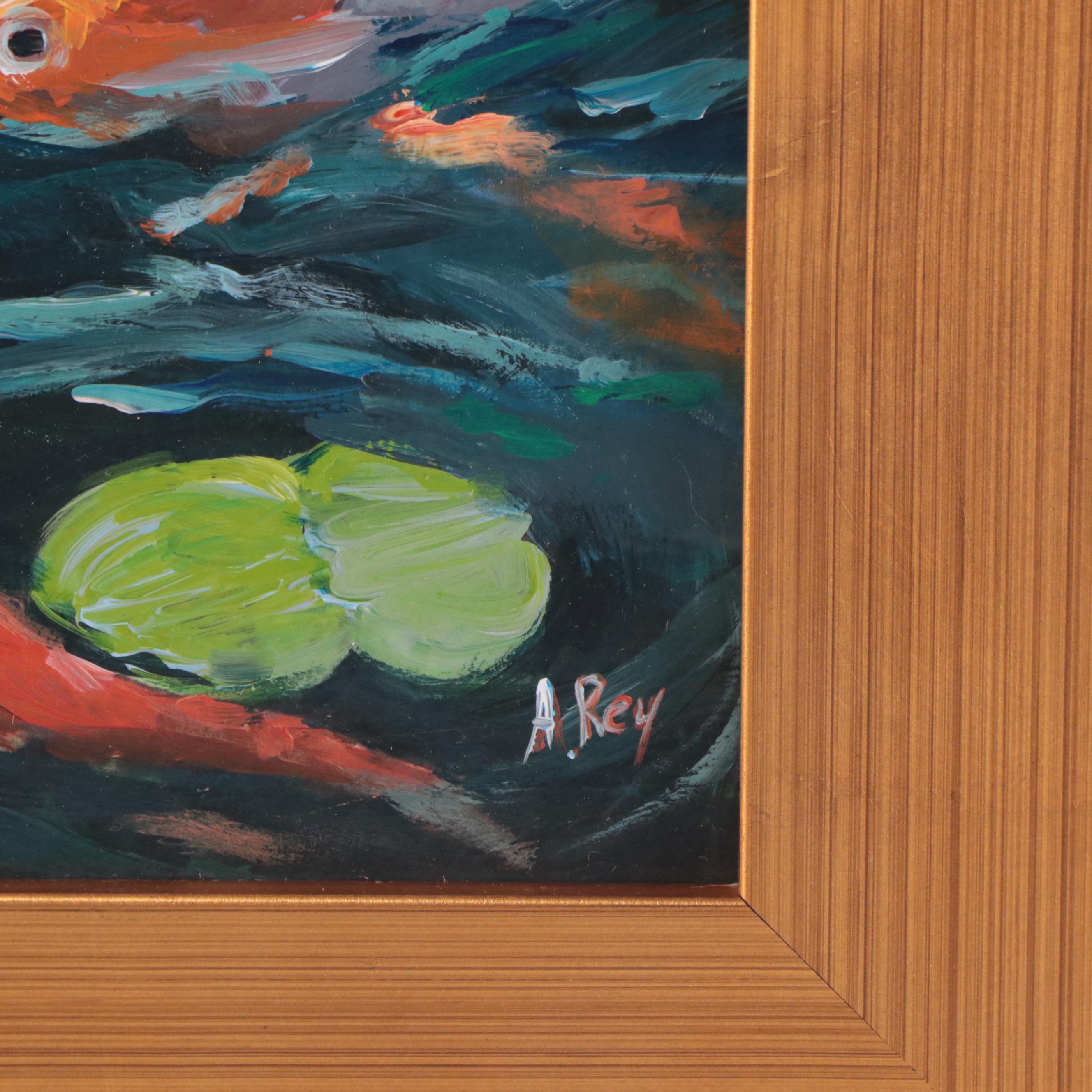 Agnes Rey Oil Painting of Koi Fish, 2023 | EBTH