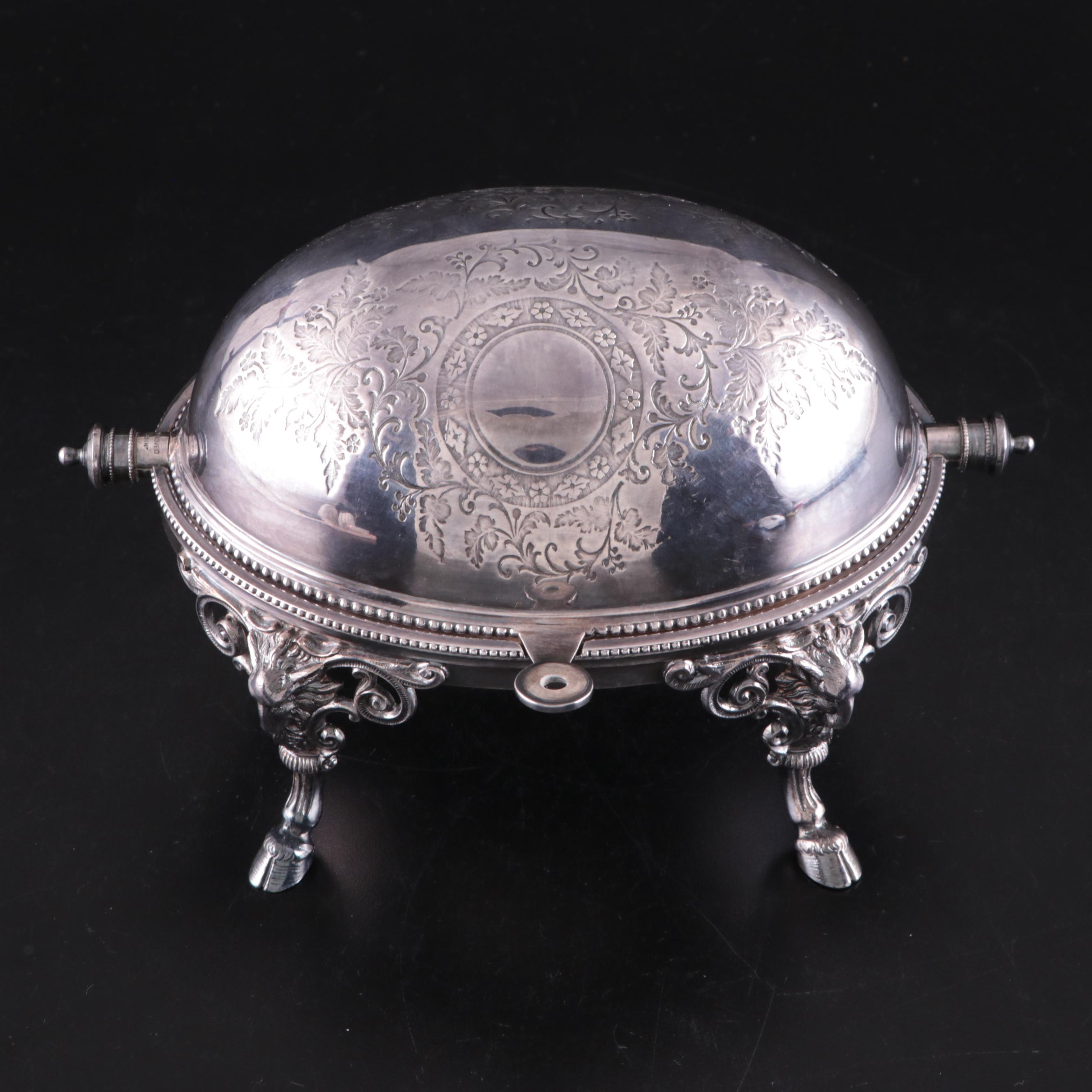 English Silver Plate Dome Top Serving Dish with Drain Tray, Late 19th ...