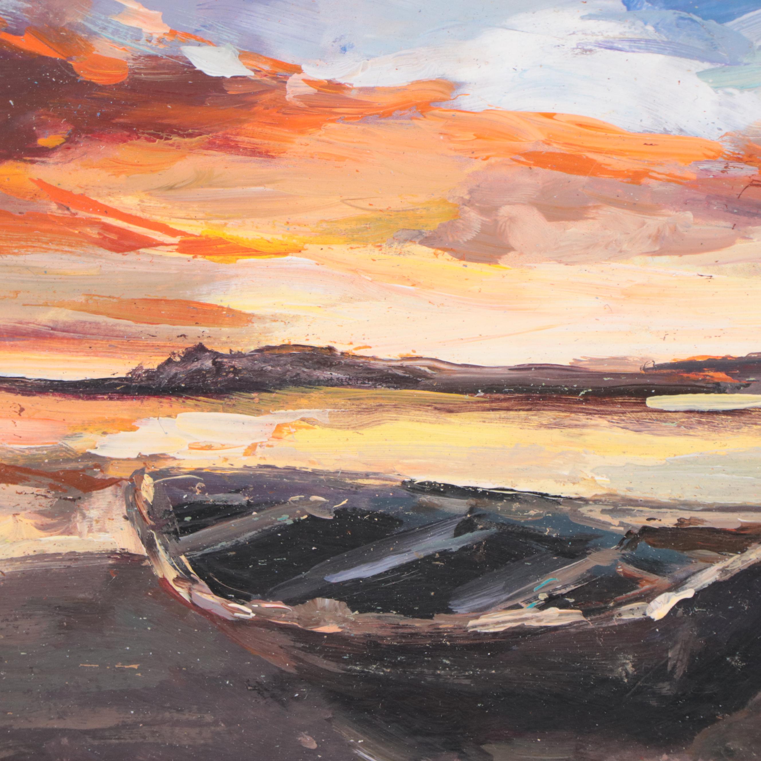 Agnes Rey Oil Painting "Lonely Boat," 2023 | EBTH