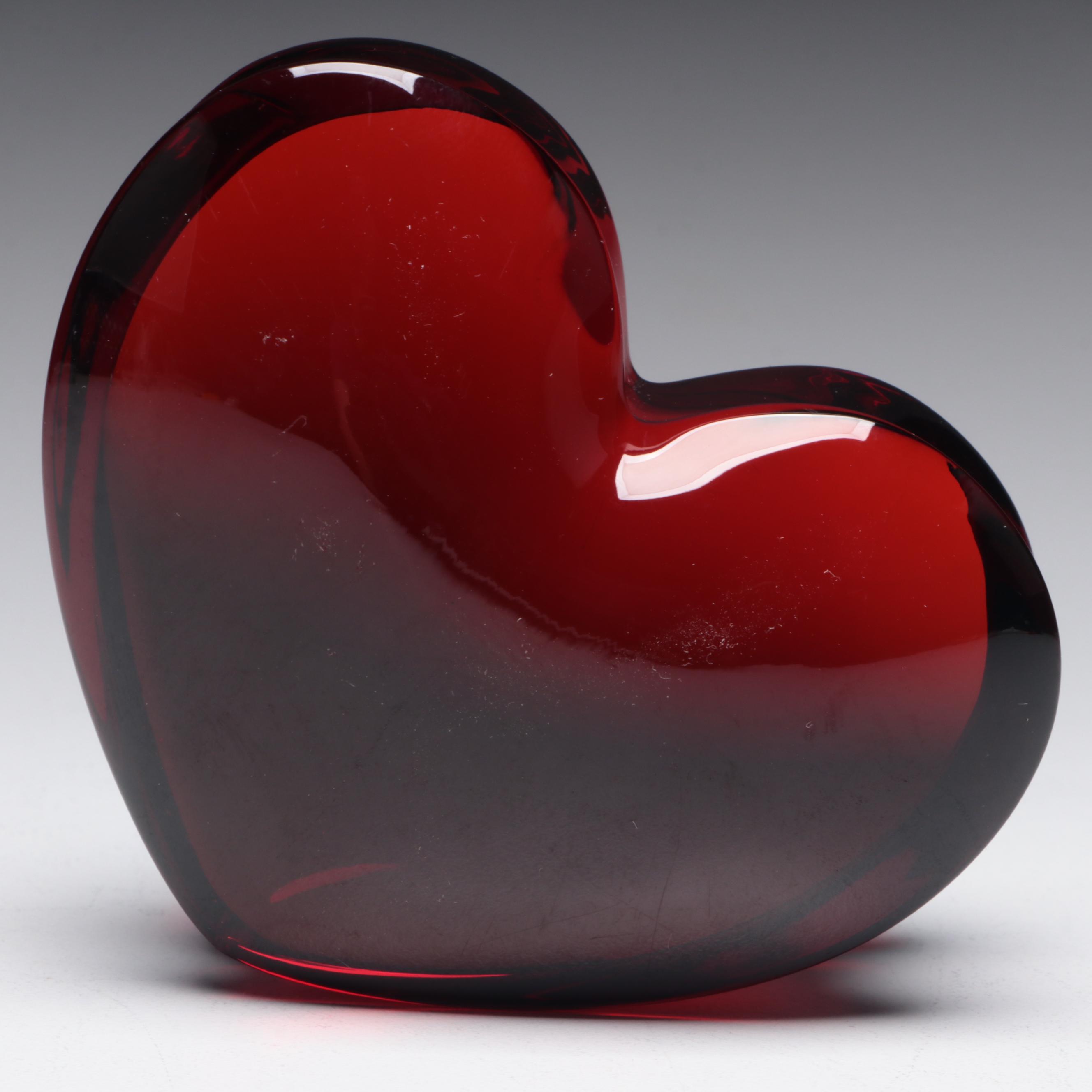 Baccarat Ruby Crystal Zinzin Heart Paperweight | EBTH