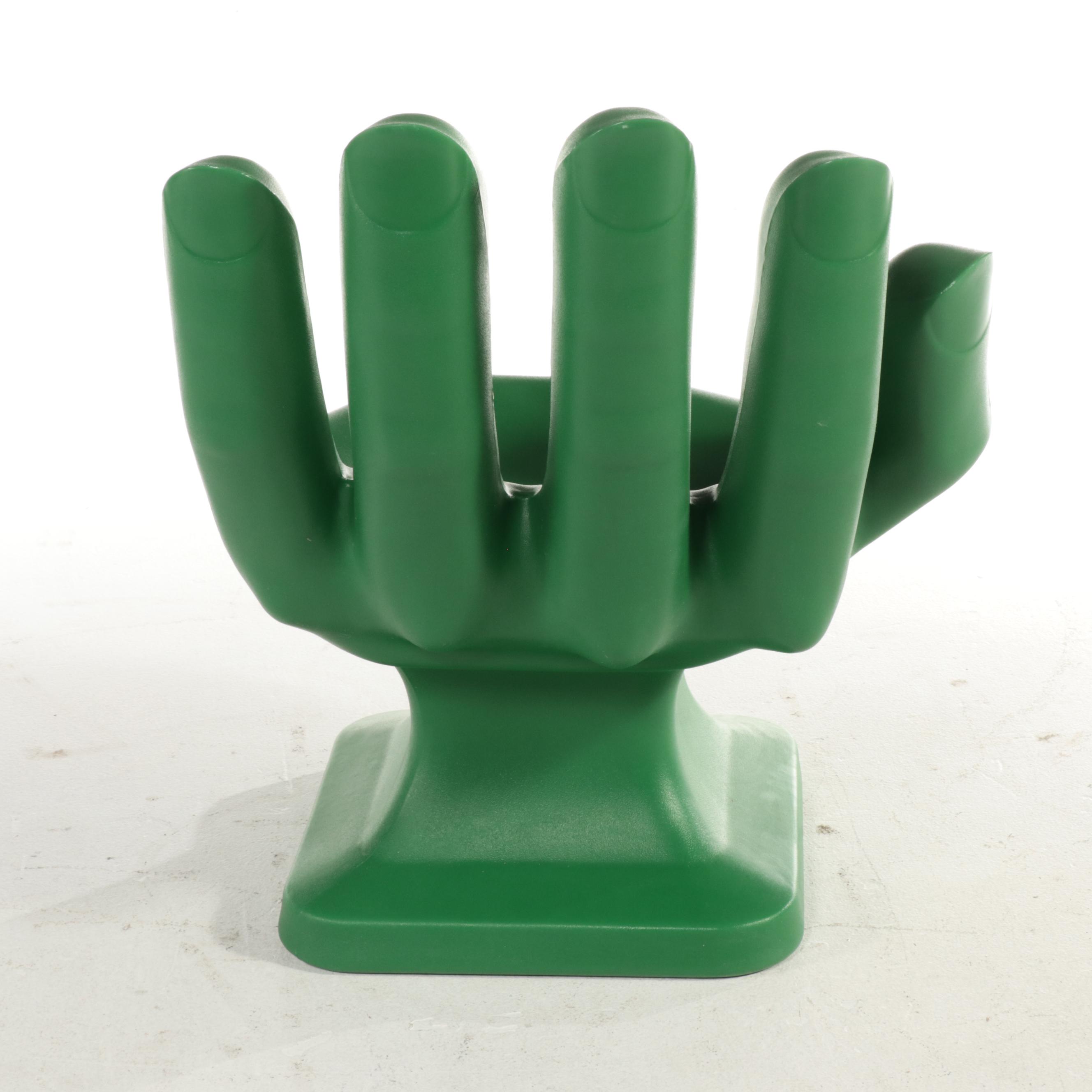 Modernist Style Green Molded Plastic Hand Chair | EBTH