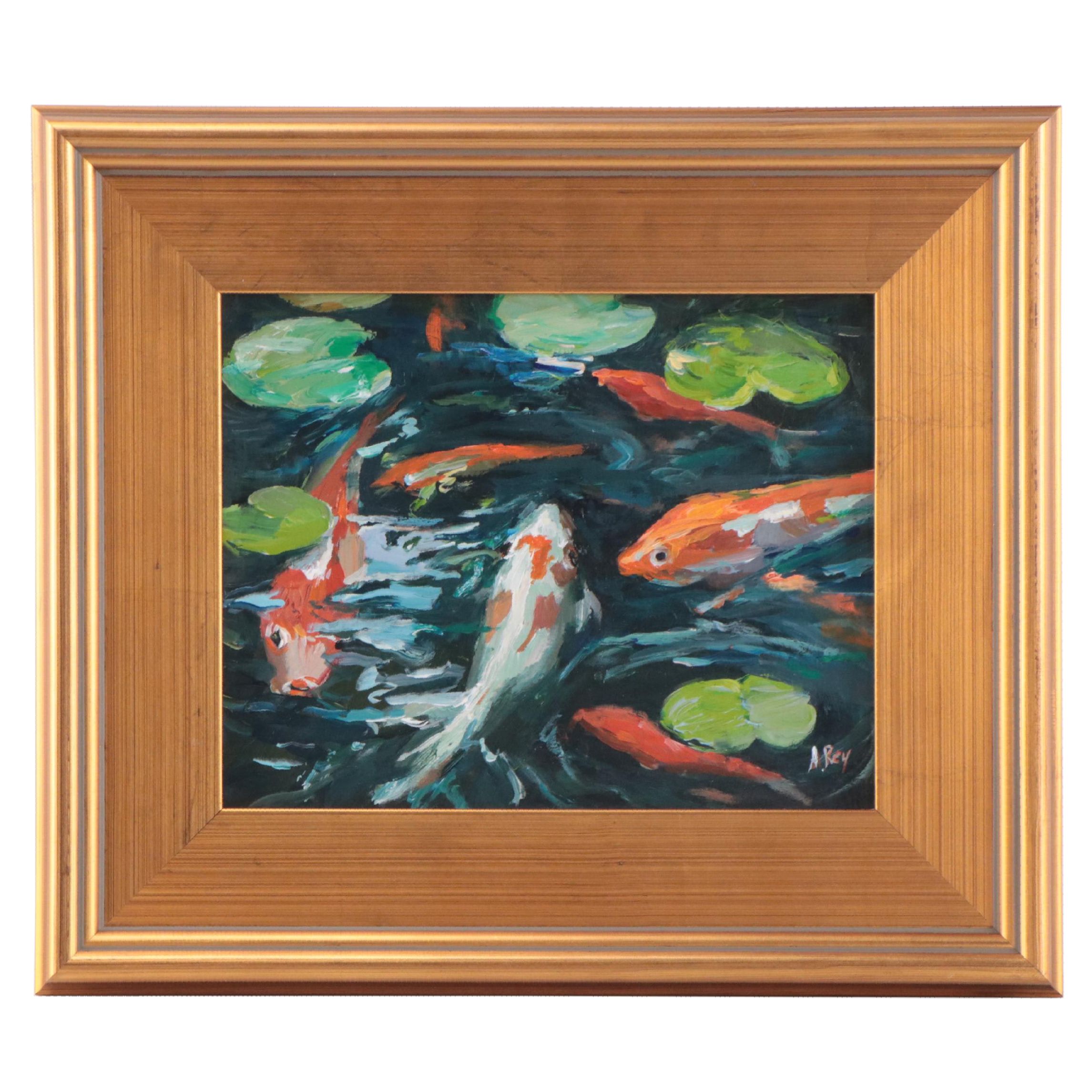 Agnes Rey Oil Painting of Koi Fish, 2023 | EBTH