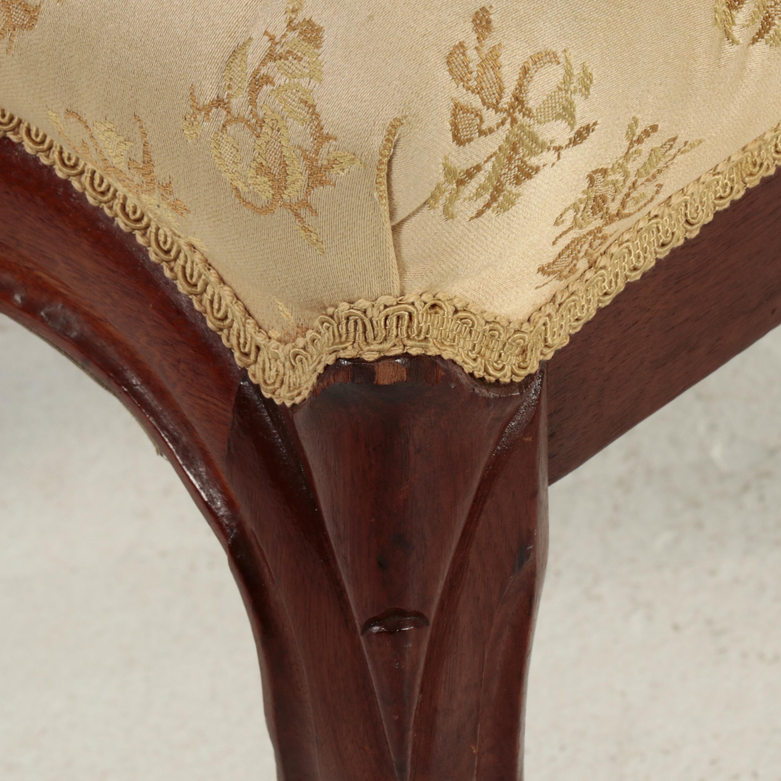 Victorian Rococo Revival Walnut and Upholstered Parlor Side Chair | EBTH