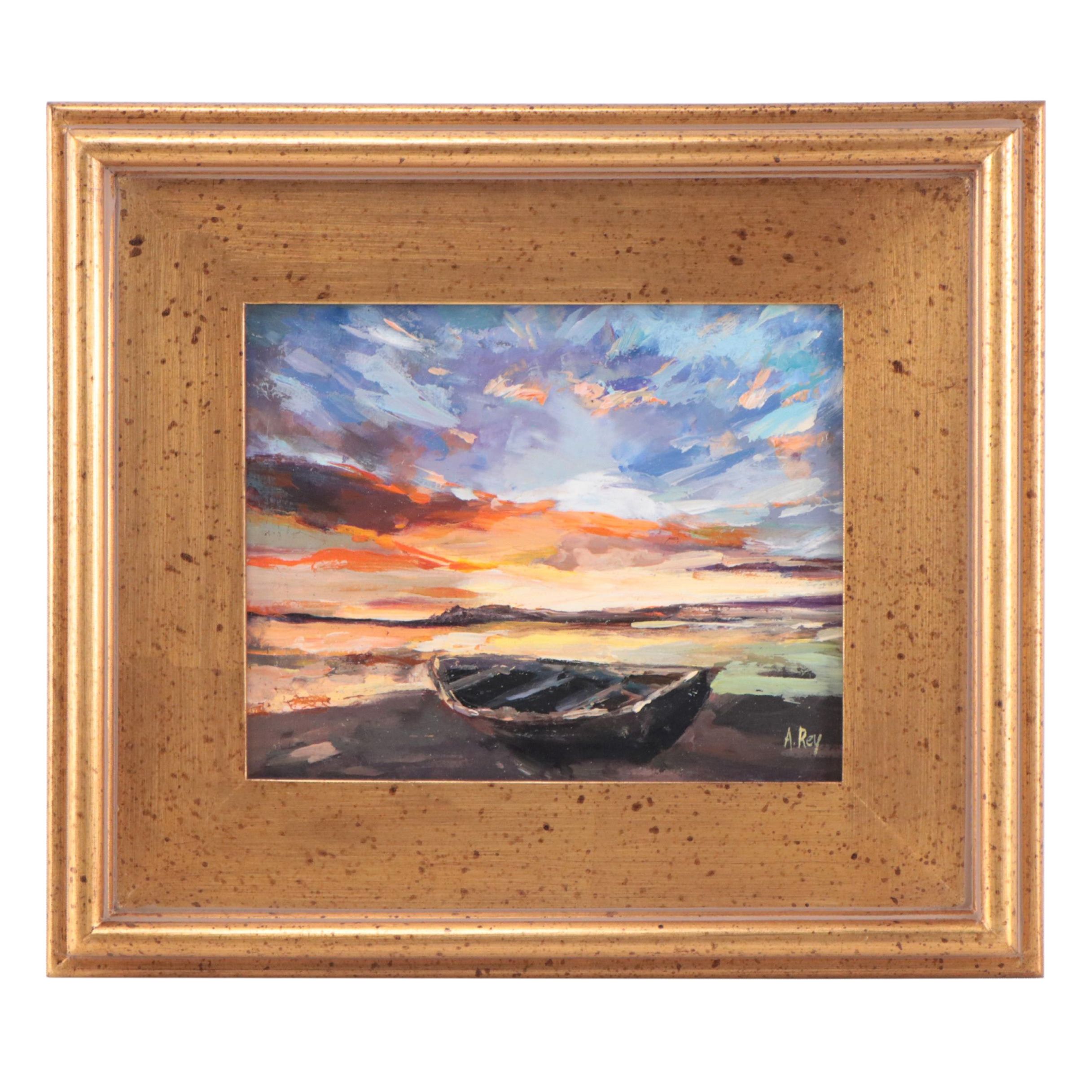 Agnes Rey Oil Painting "Lonely Boat," 2023 | EBTH