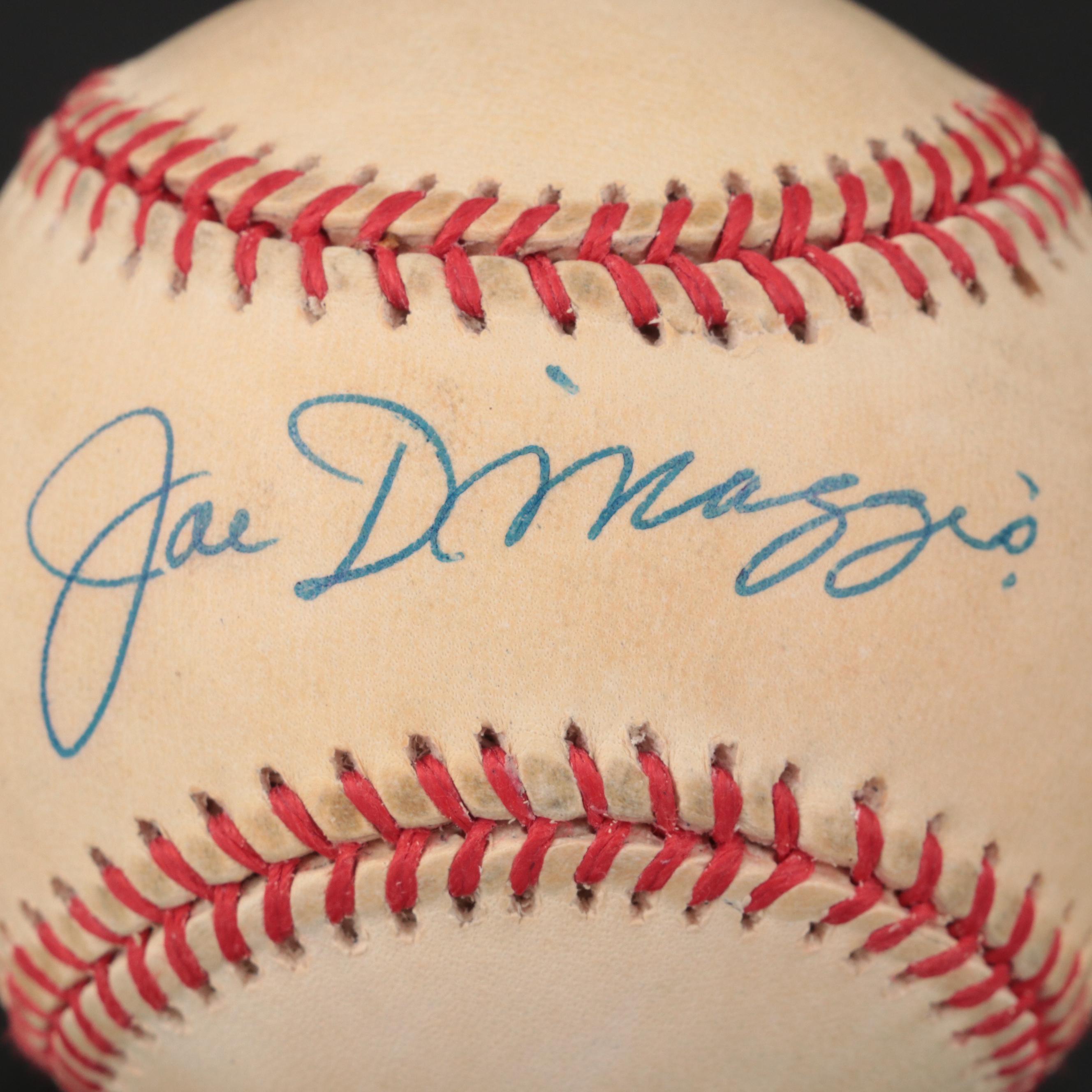 Joe DiMaggio Signed Rawlings Official American League Baseball in Display | Everything But The House