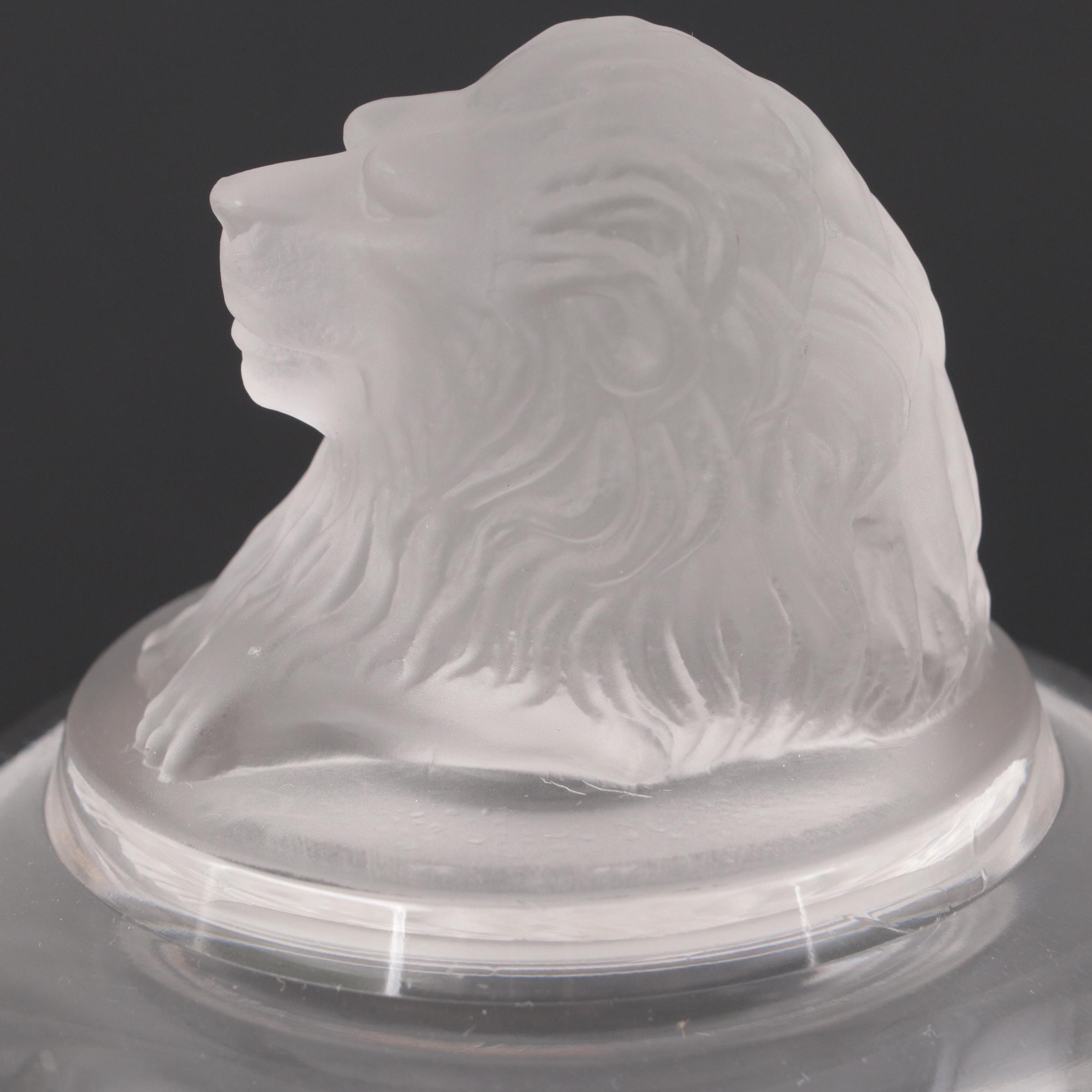 Gillinder Glass "Lion Clear" EAPG Frosted Lion Design Lidded Compotes ...