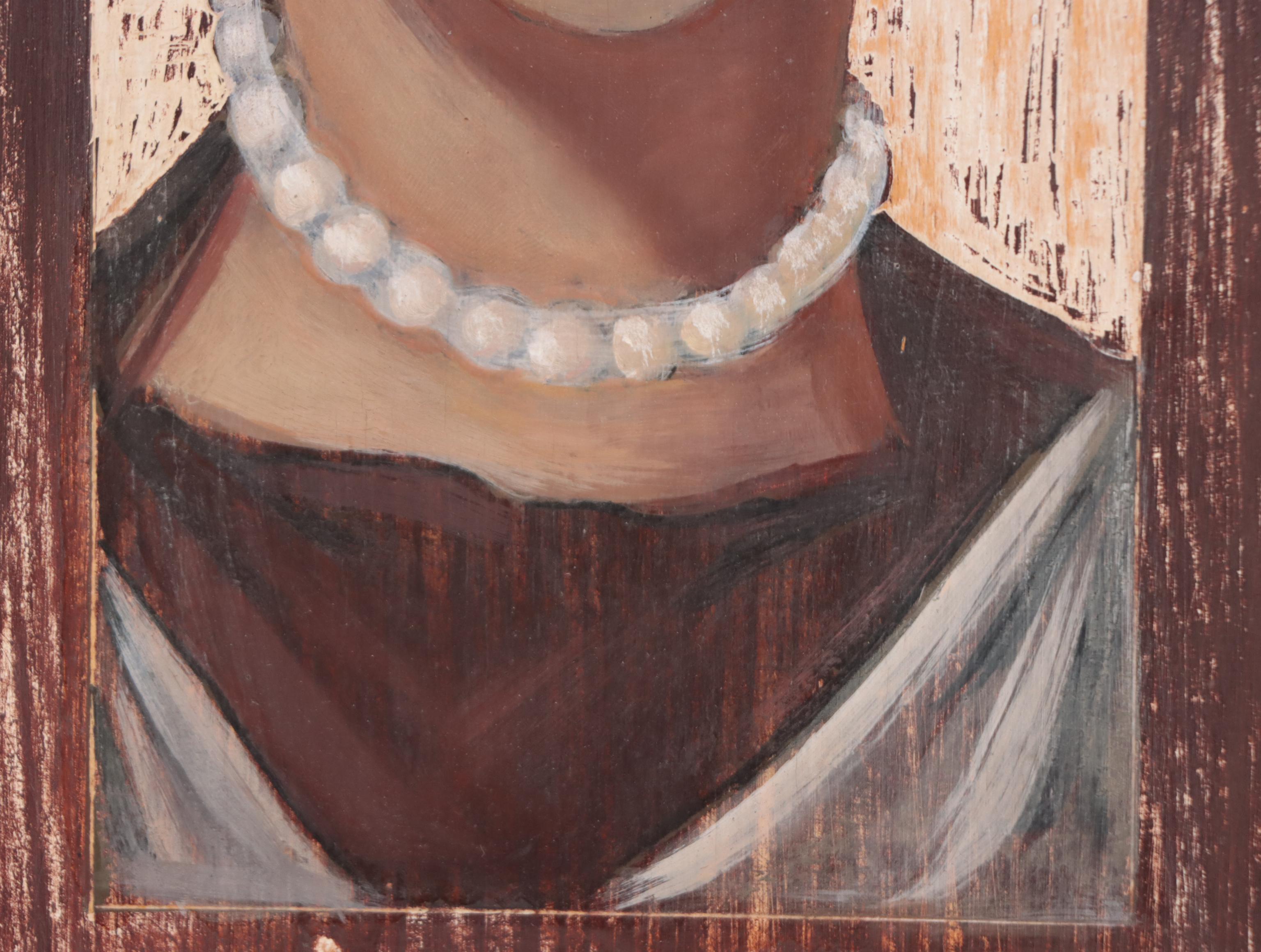 Gouache Portrait Paintings of Roman Man and Elegant Lady, Late 20th ...