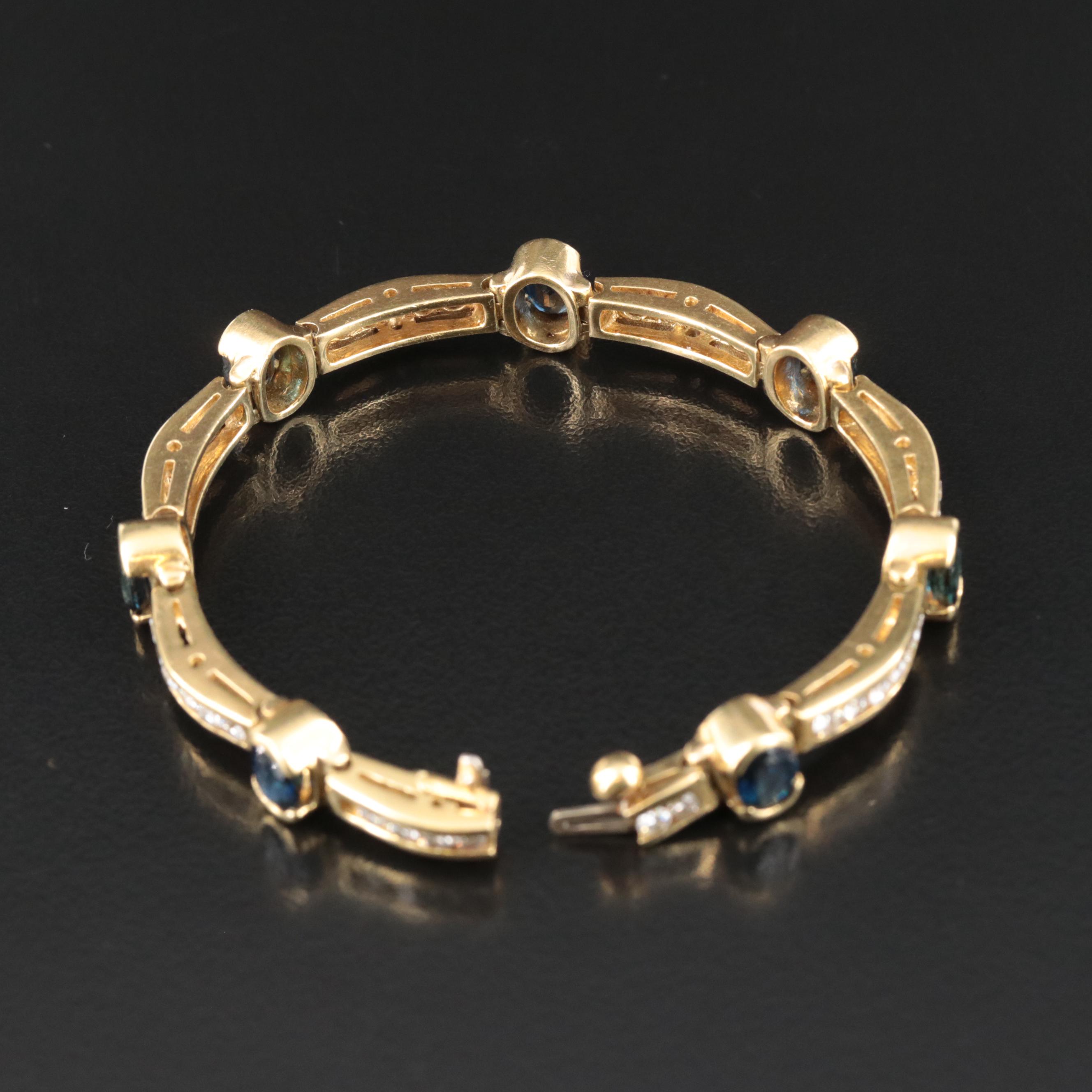 18K 7.00 CTW Sapphire and 3.00 CTW Diamond Bracelet with Online IGI ...