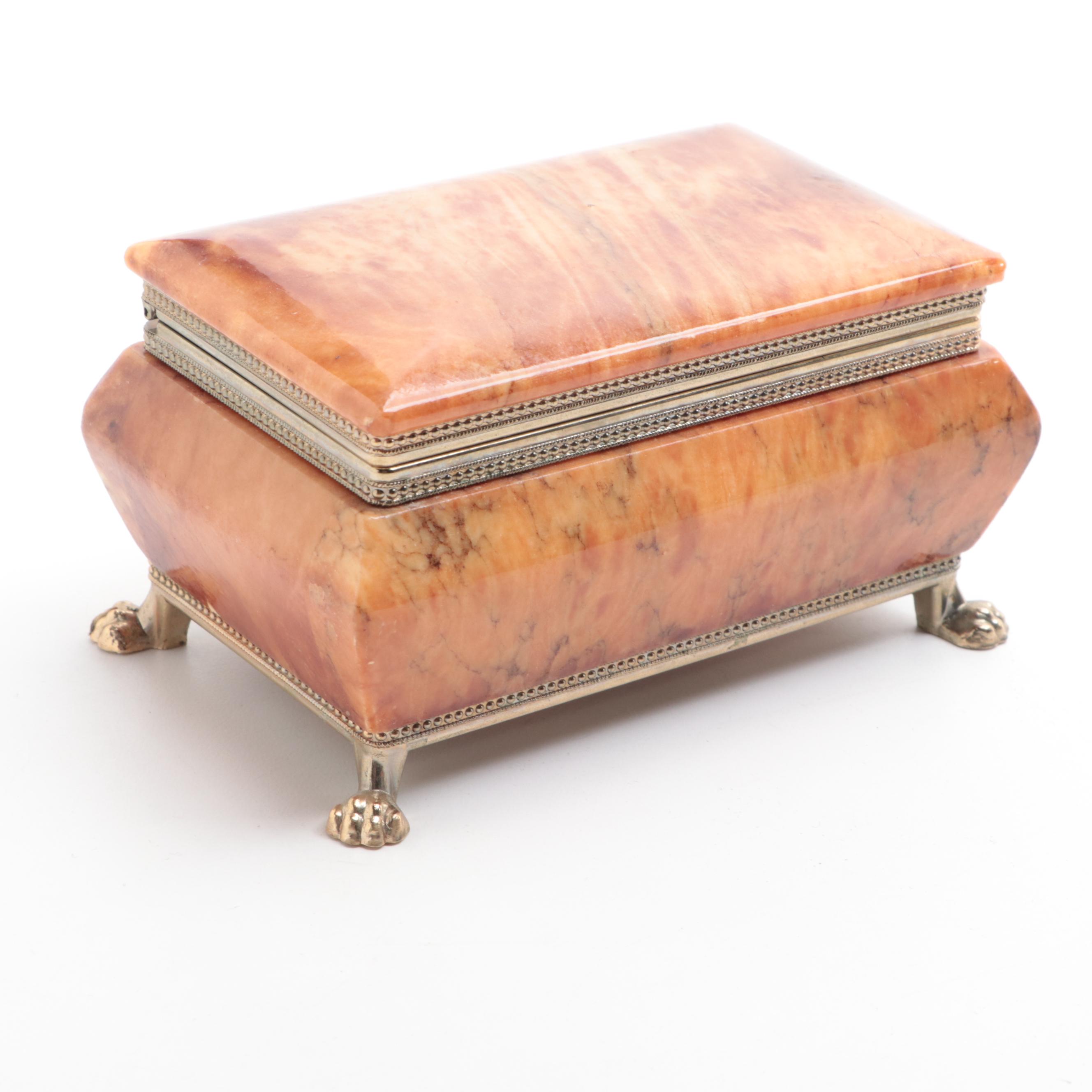 Copper Repousse Cigarette with Carved Alabaster and Other Boxes | EBTH
