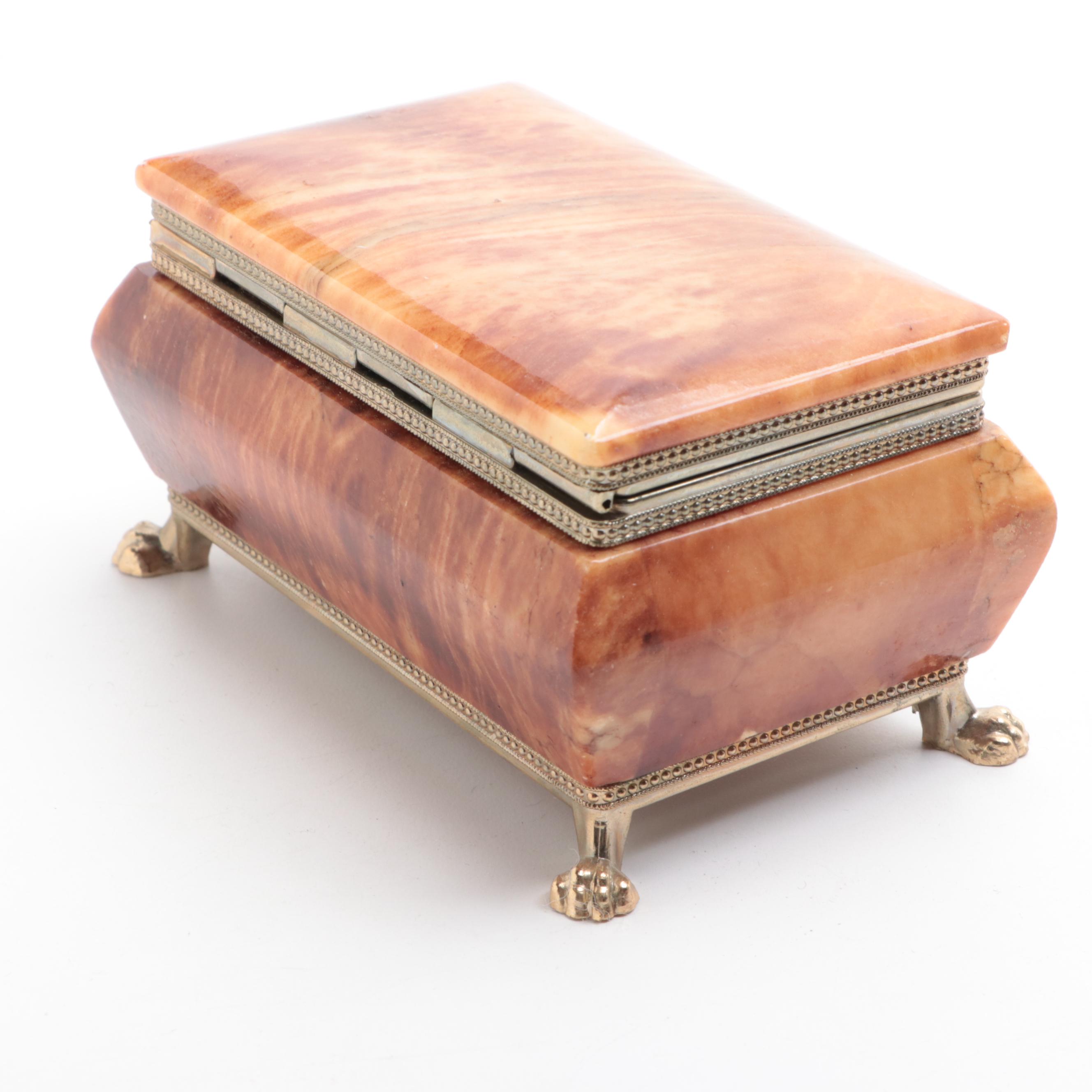 Copper Repousse Cigarette with Carved Alabaster and Other Boxes | EBTH