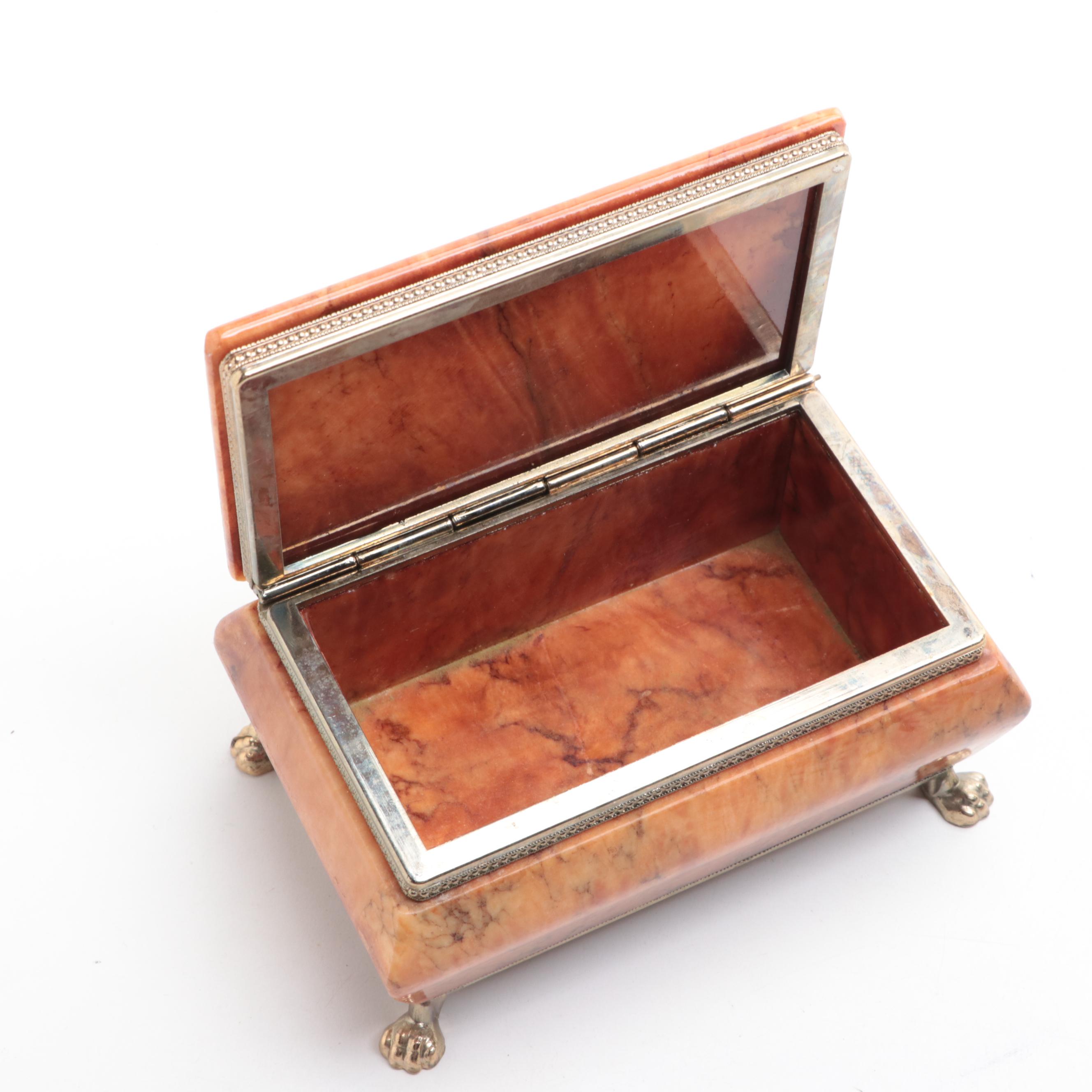 Copper Repousse Cigarette with Carved Alabaster and Other Boxes | EBTH