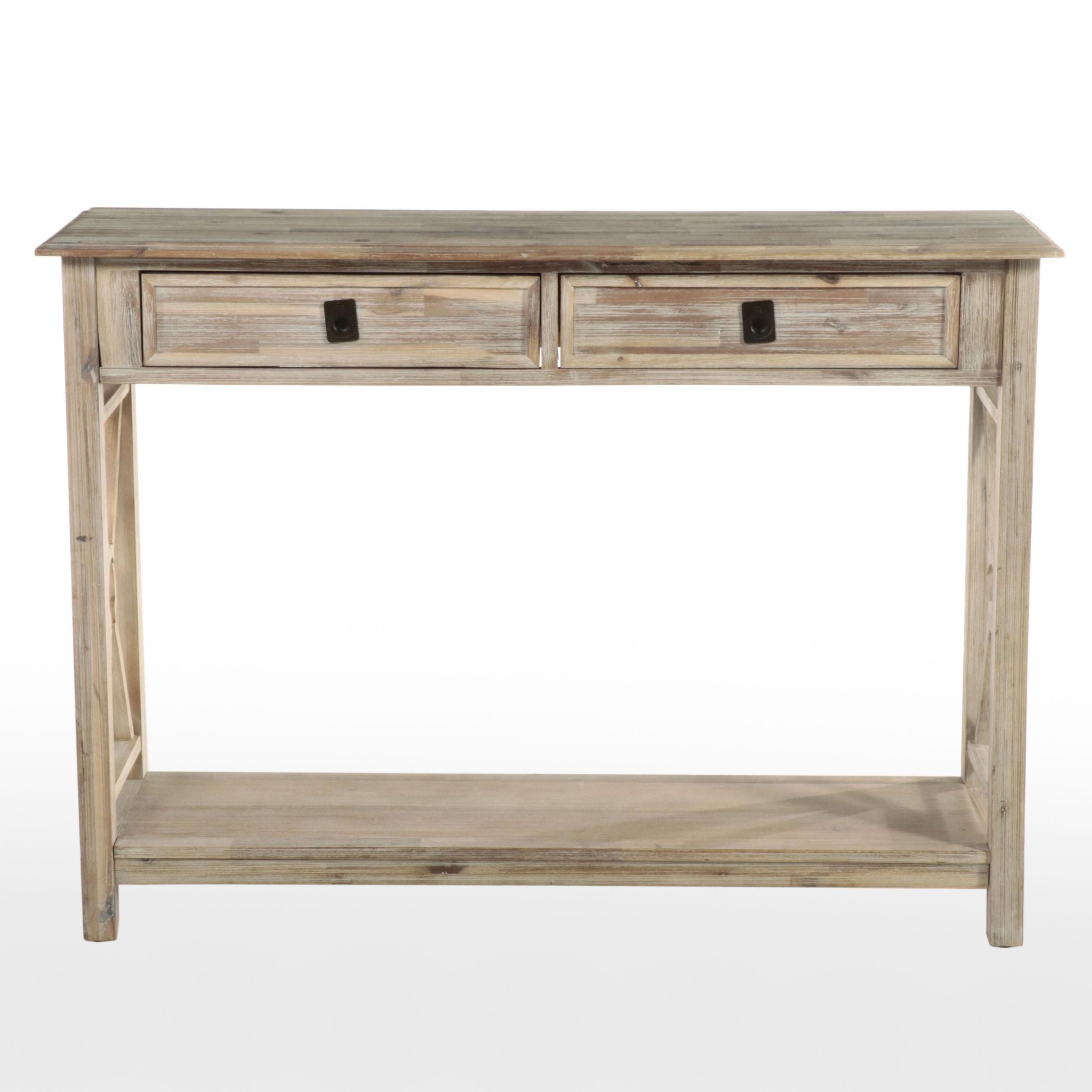 Contemporary Cerused Pine Two-Drawer Console Table | EBTH