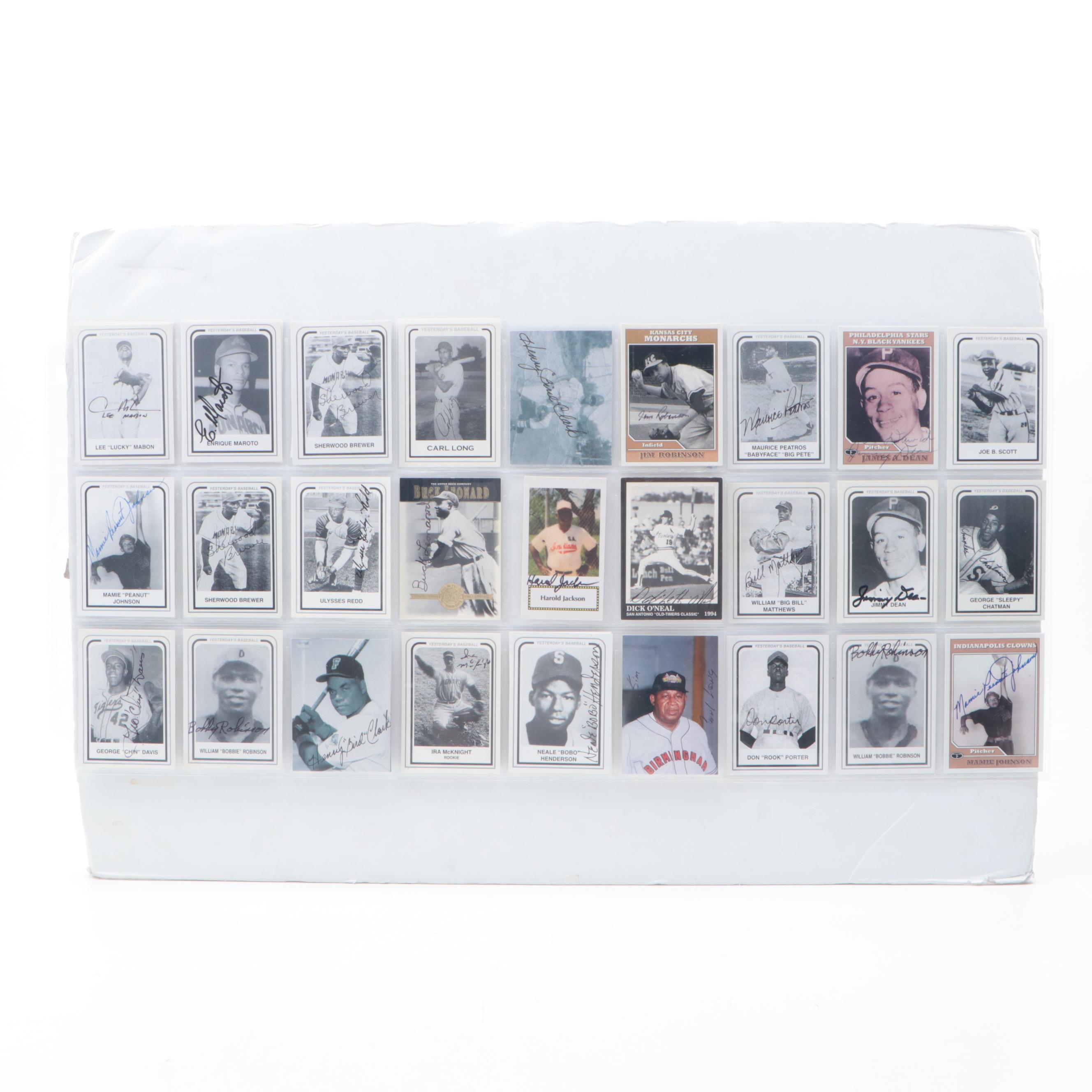 Negro League Signed Baseball Cards with Buck Leonard and Mamie "Peanut ...