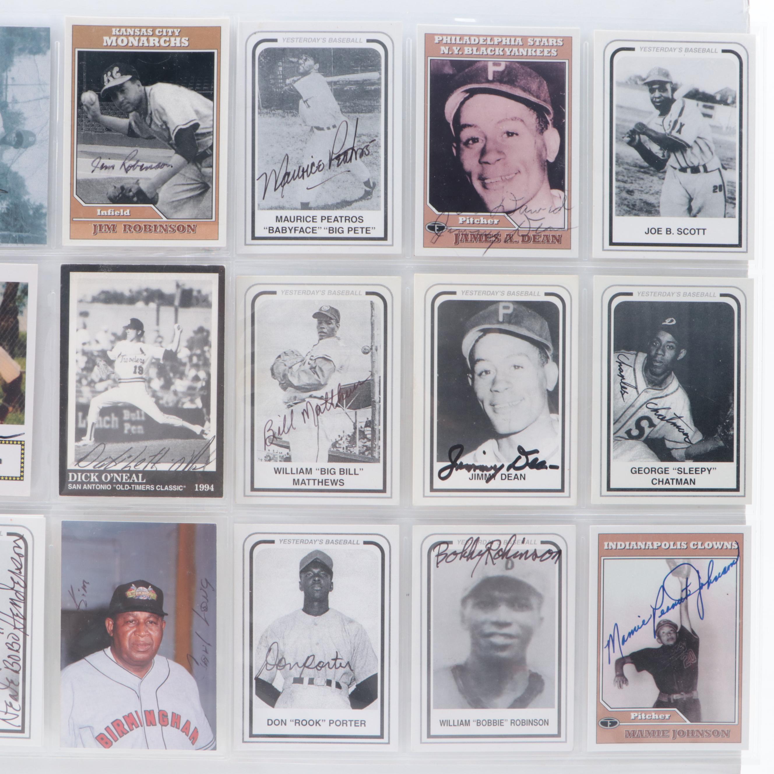 Negro League Signed Baseball Cards with Buck Leonard and Mamie "Peanut ...