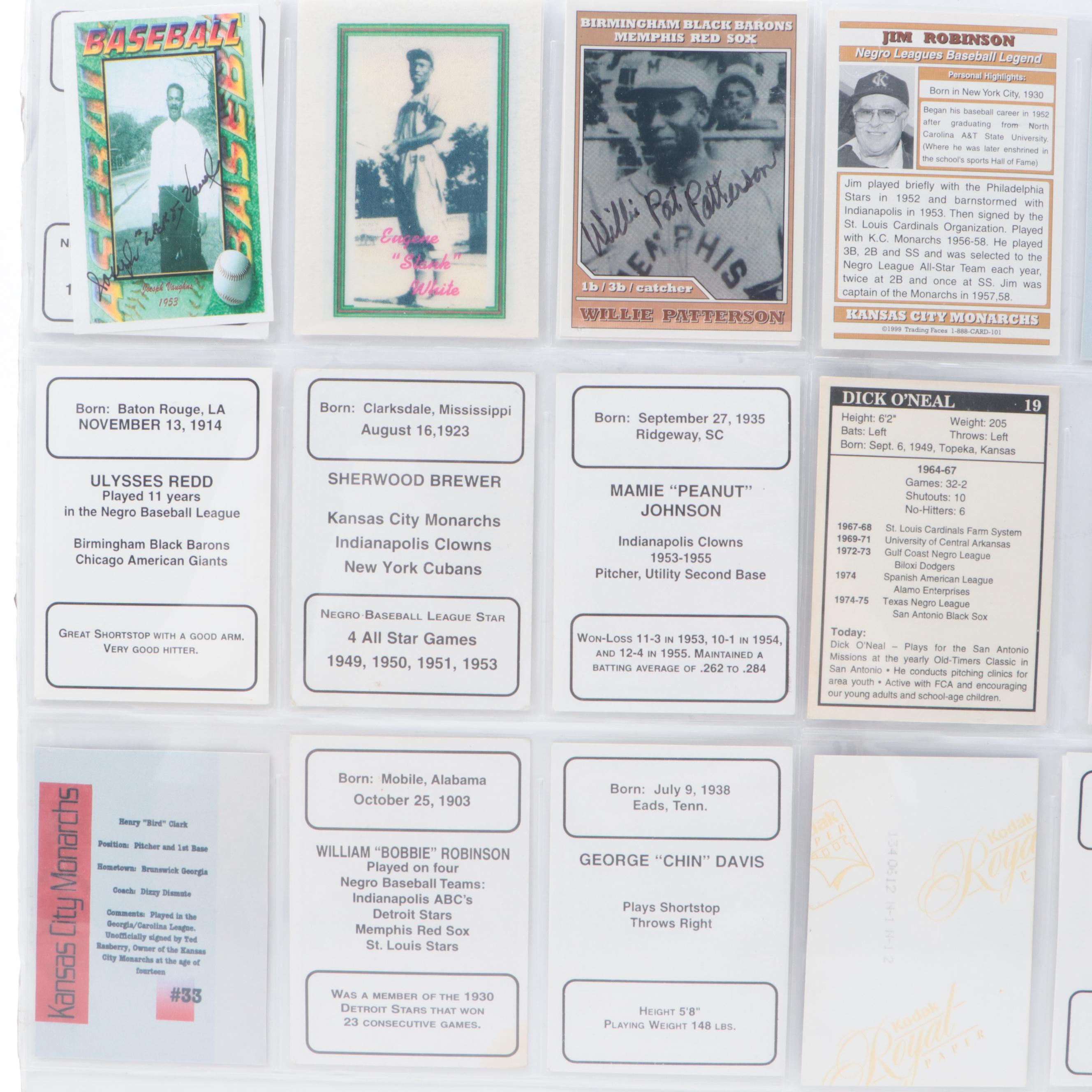 Negro League Signed Baseball Cards with Buck Leonard and Mamie "Peanut ...