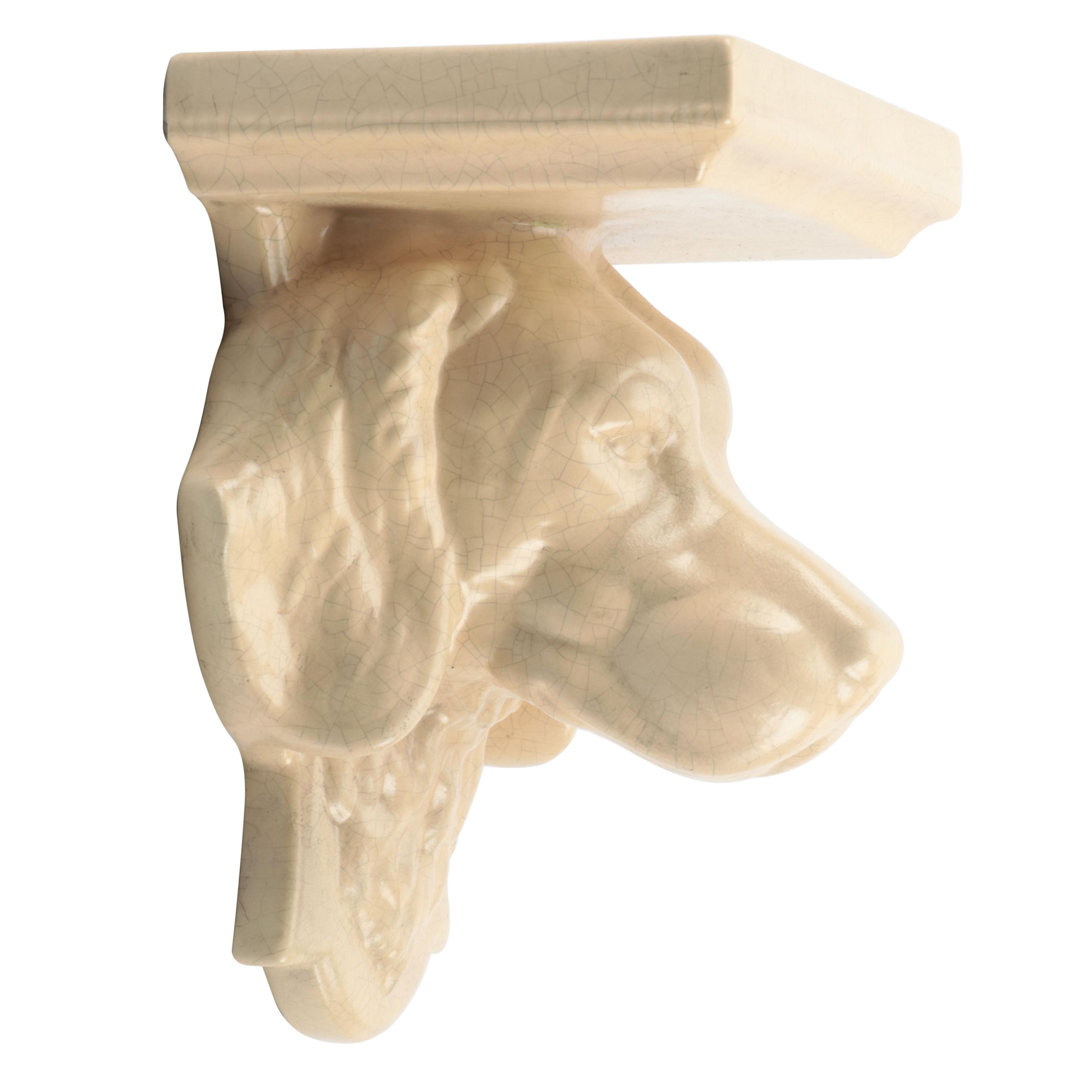 Glazed Terracotta Dog Head Wall Shelf | EBTH