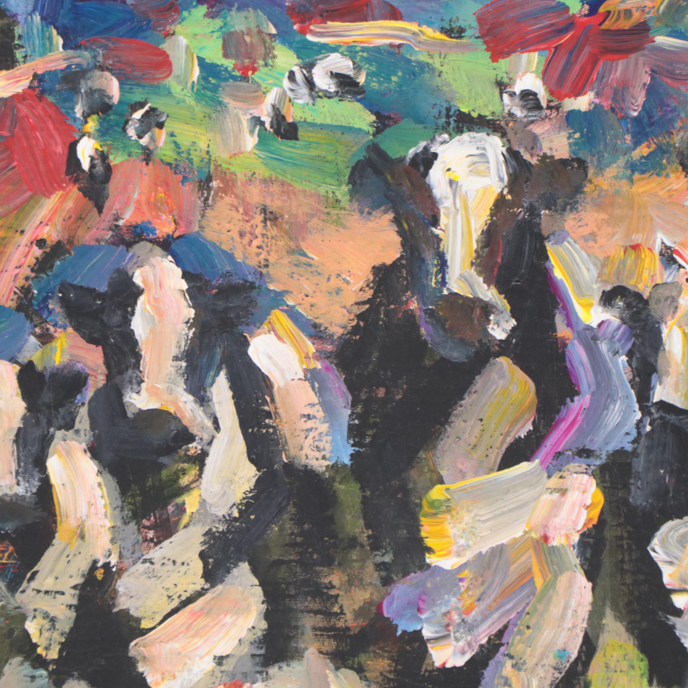 Sam Raines Acrylic Painting of Cows, 21st Century | EBTH