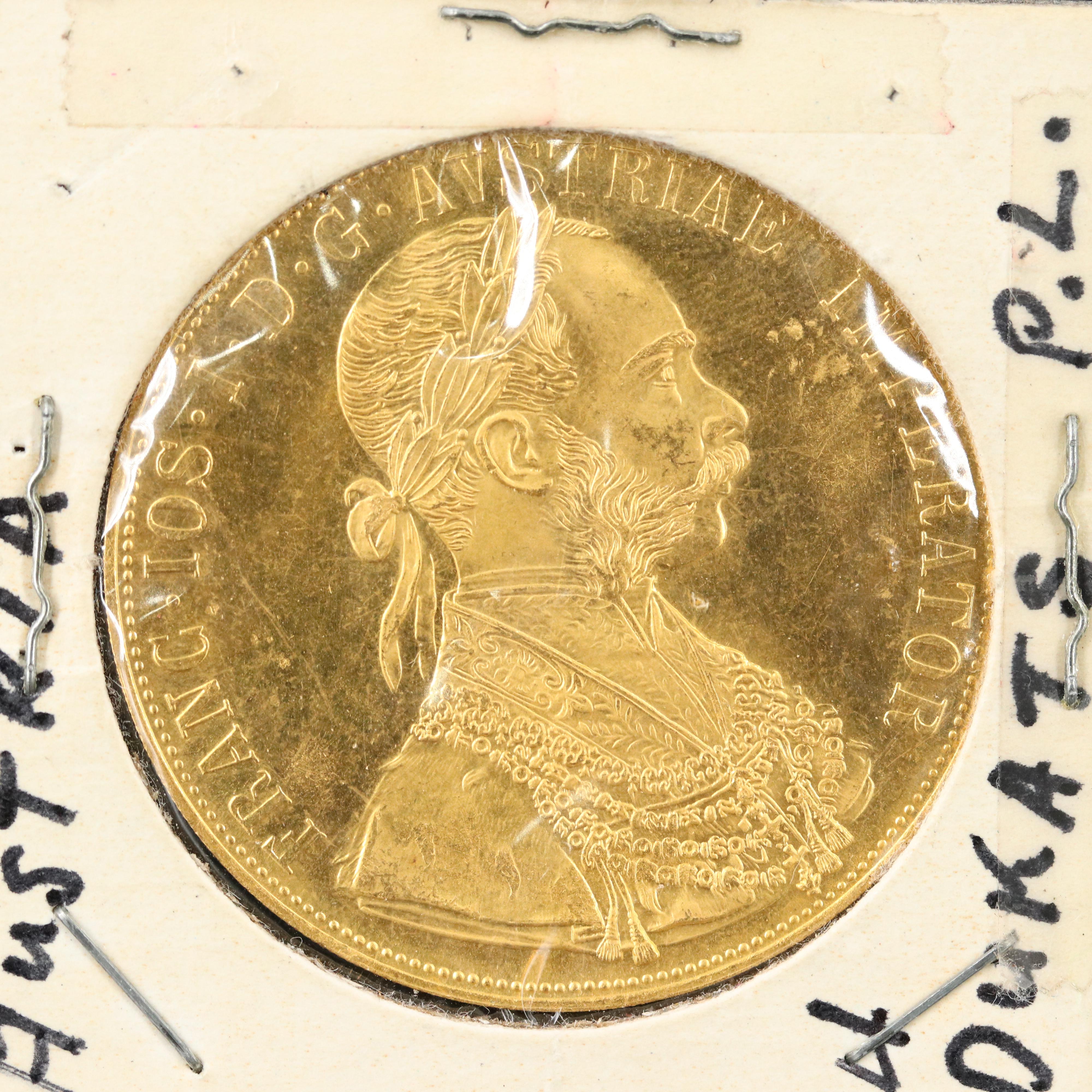1915 Austria 4-Ducat Gold Restrike Coin | EBTH
